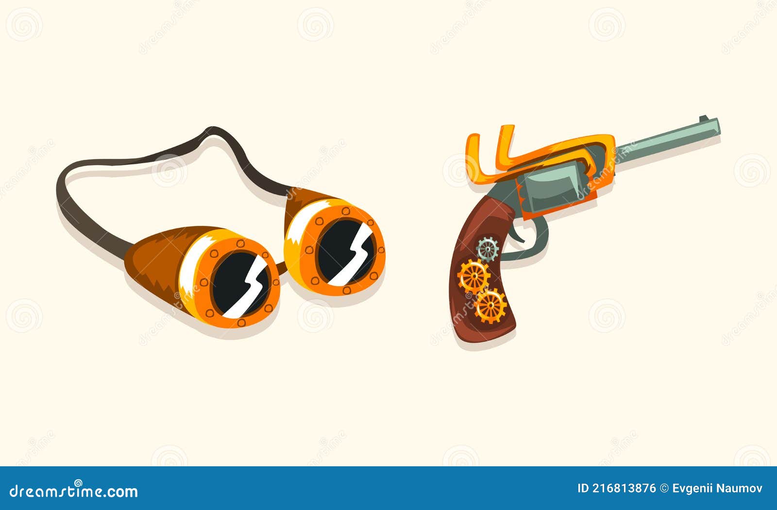 Steampunk Fictional Objects and Mechanism with Goggles and Mechanical ...