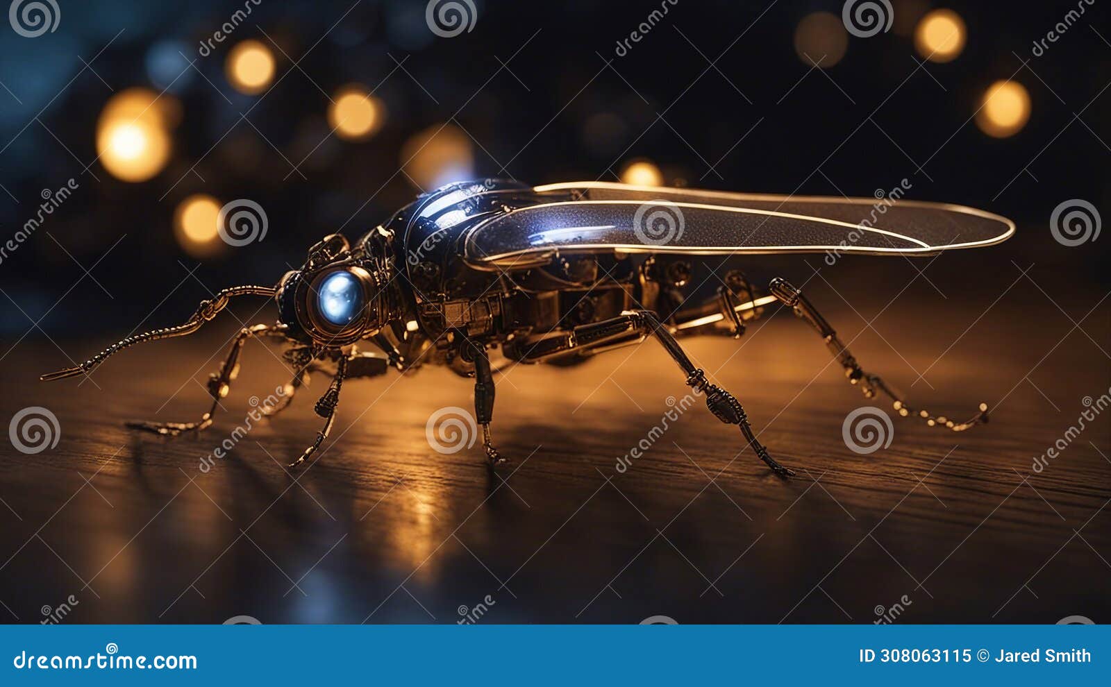 a Steampunk, Firefly - Lightning Bug Flashing at Night. Stock ...