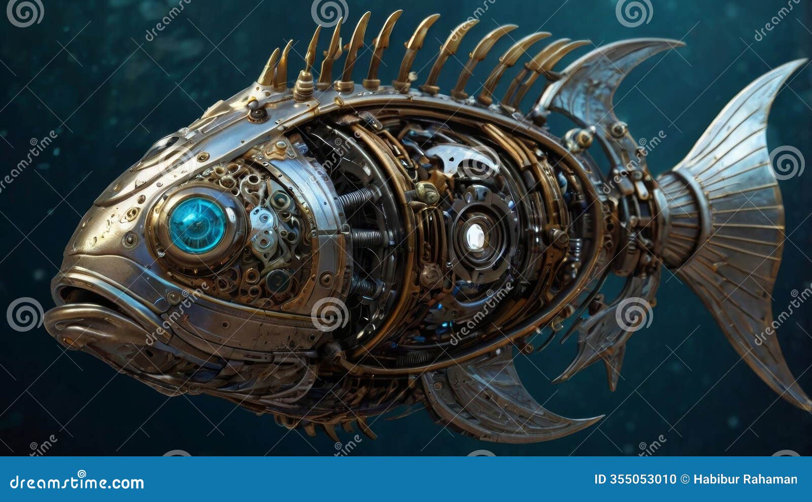 Steampunk Fish Portrait Art. AI Art Generated Stock Photography ...