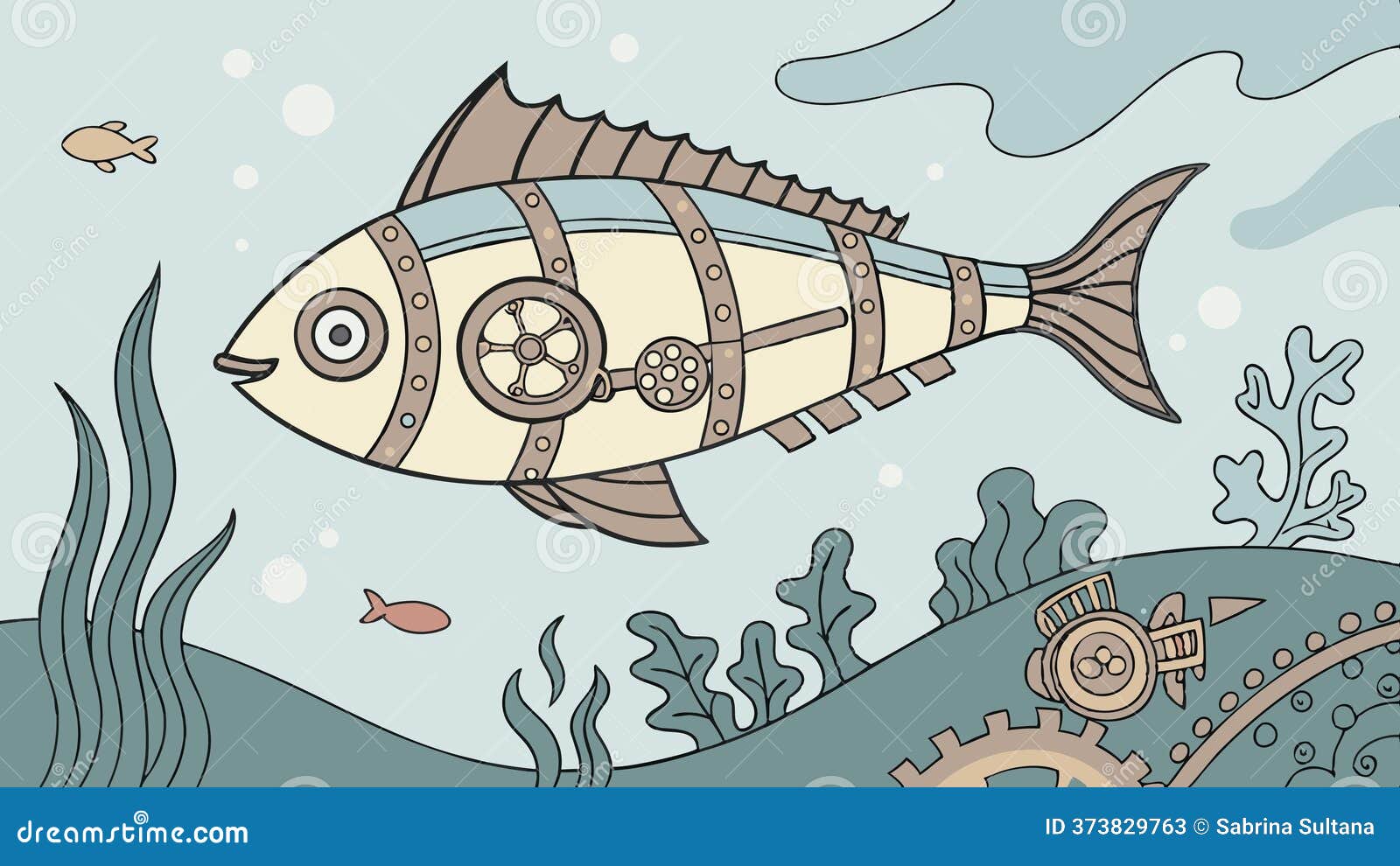 Steampunk Fish. AI Art Generated Stock Image | CartoonDealer.com #268469707