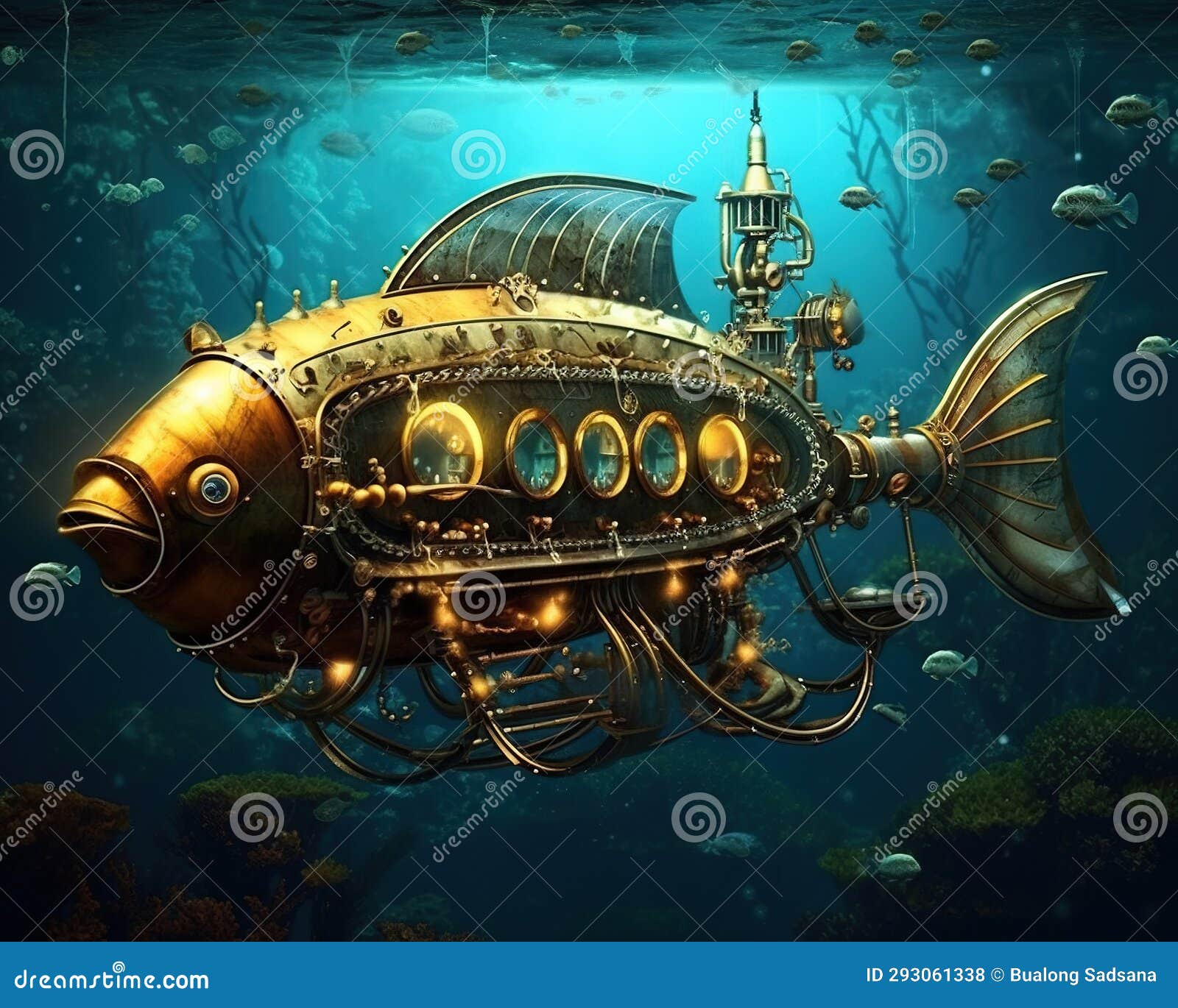 Inside Submarine Boat Vector Illustration | CartoonDealer.com #14800356
