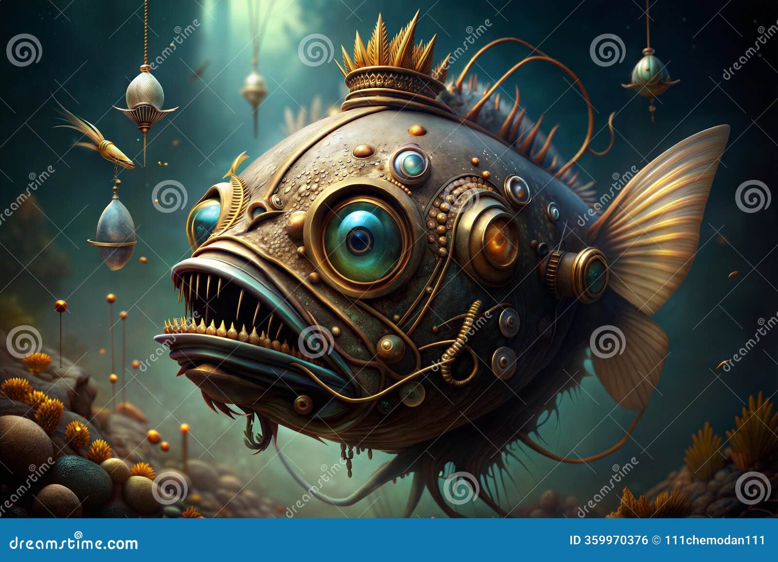 Steampunk Fish Portrait Art. AI Art Generated Stock Photography ...