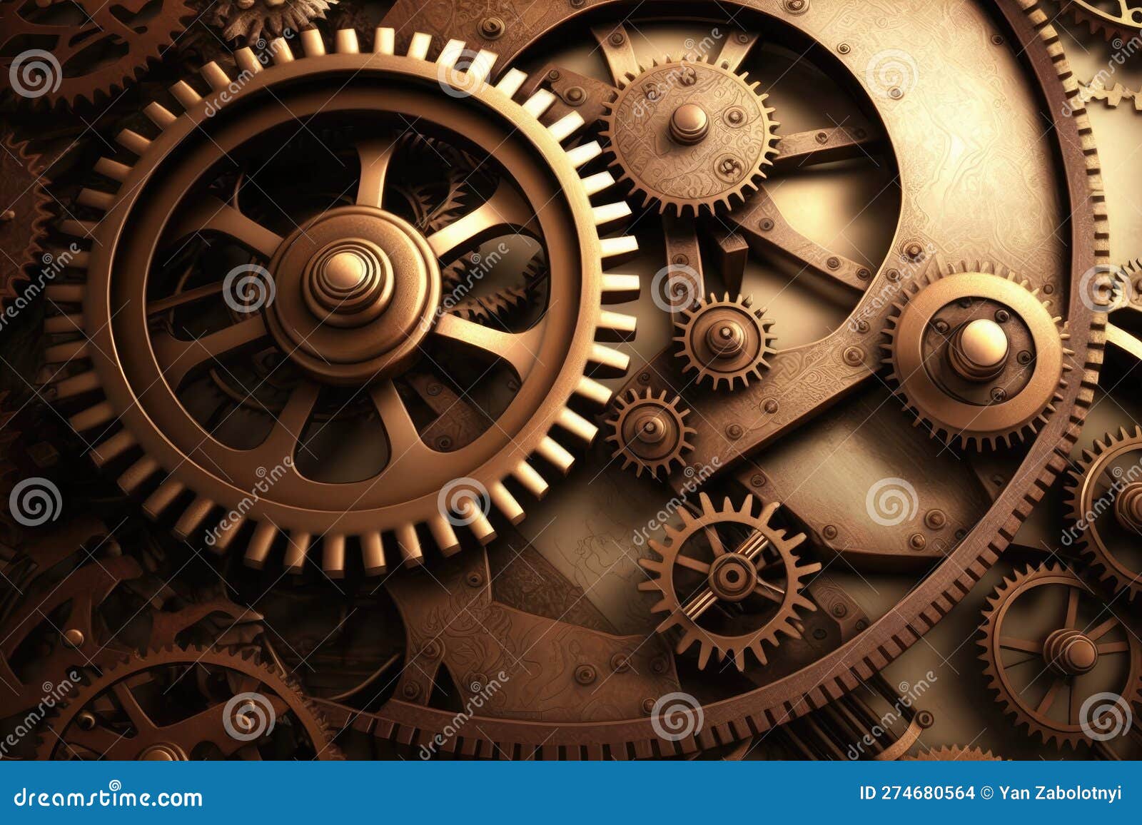 Steampunk Gear Background Art Futuristic Design. Generative AI Stock ...