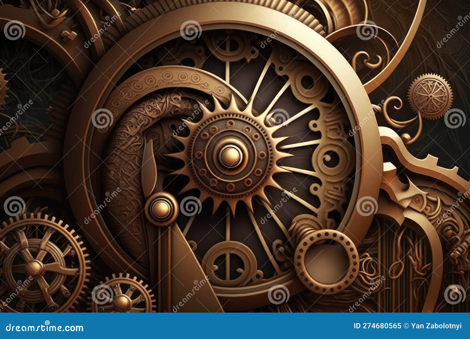 Steampunk Gear Background Art Futuristic Design. Generative AI Stock ...