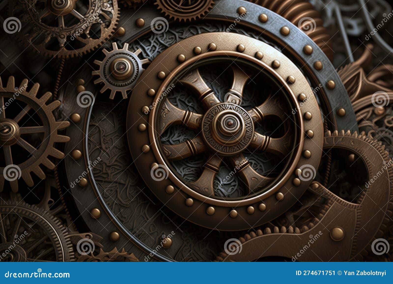 Steampunk Gear Background Small Details. Generative AI Stock ...