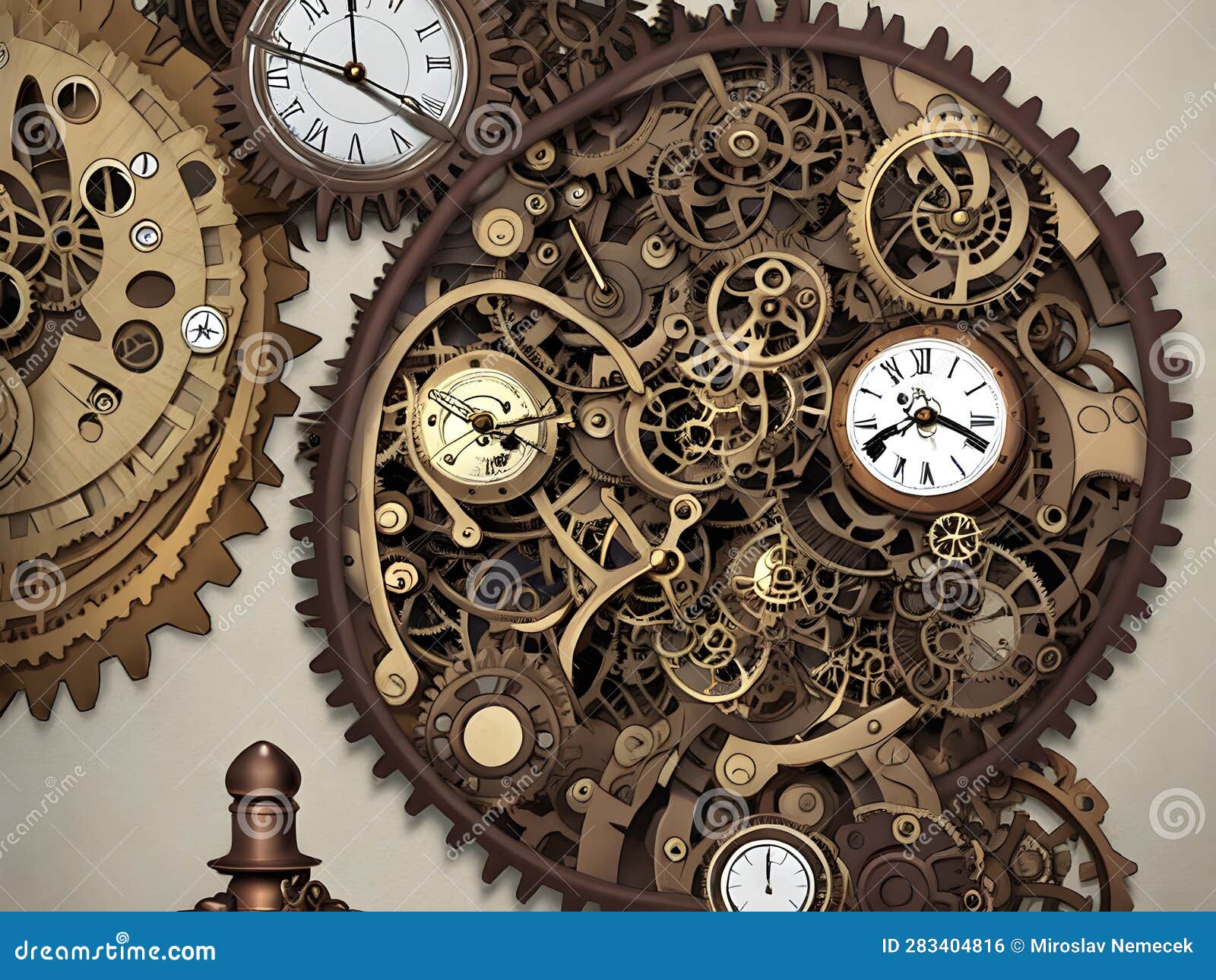 Steampunk Gear Clock, Generative AI Illustration Stock Photography ...