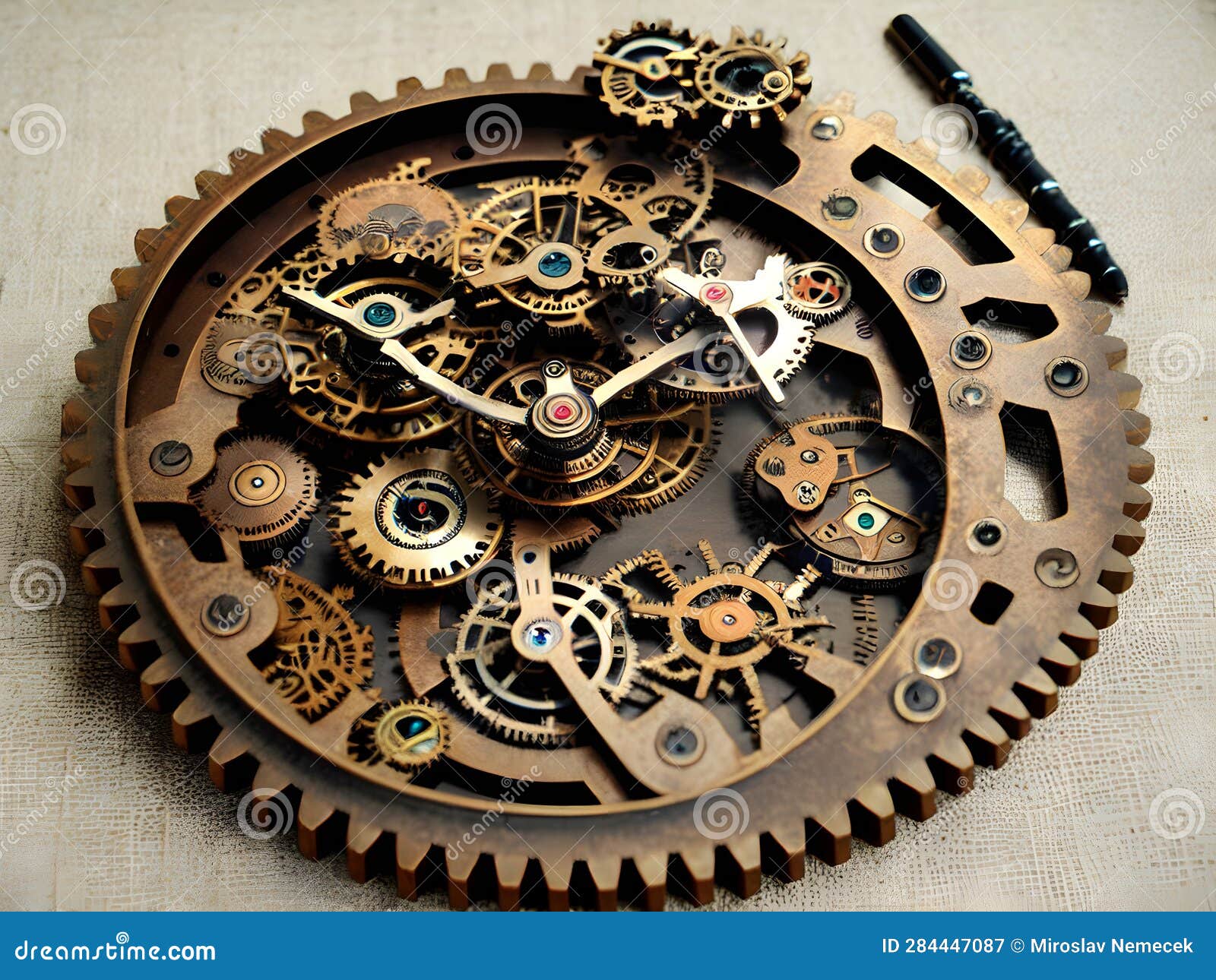 Steampunk Gear Clock, Generative AI Illustration Stock Photography ...