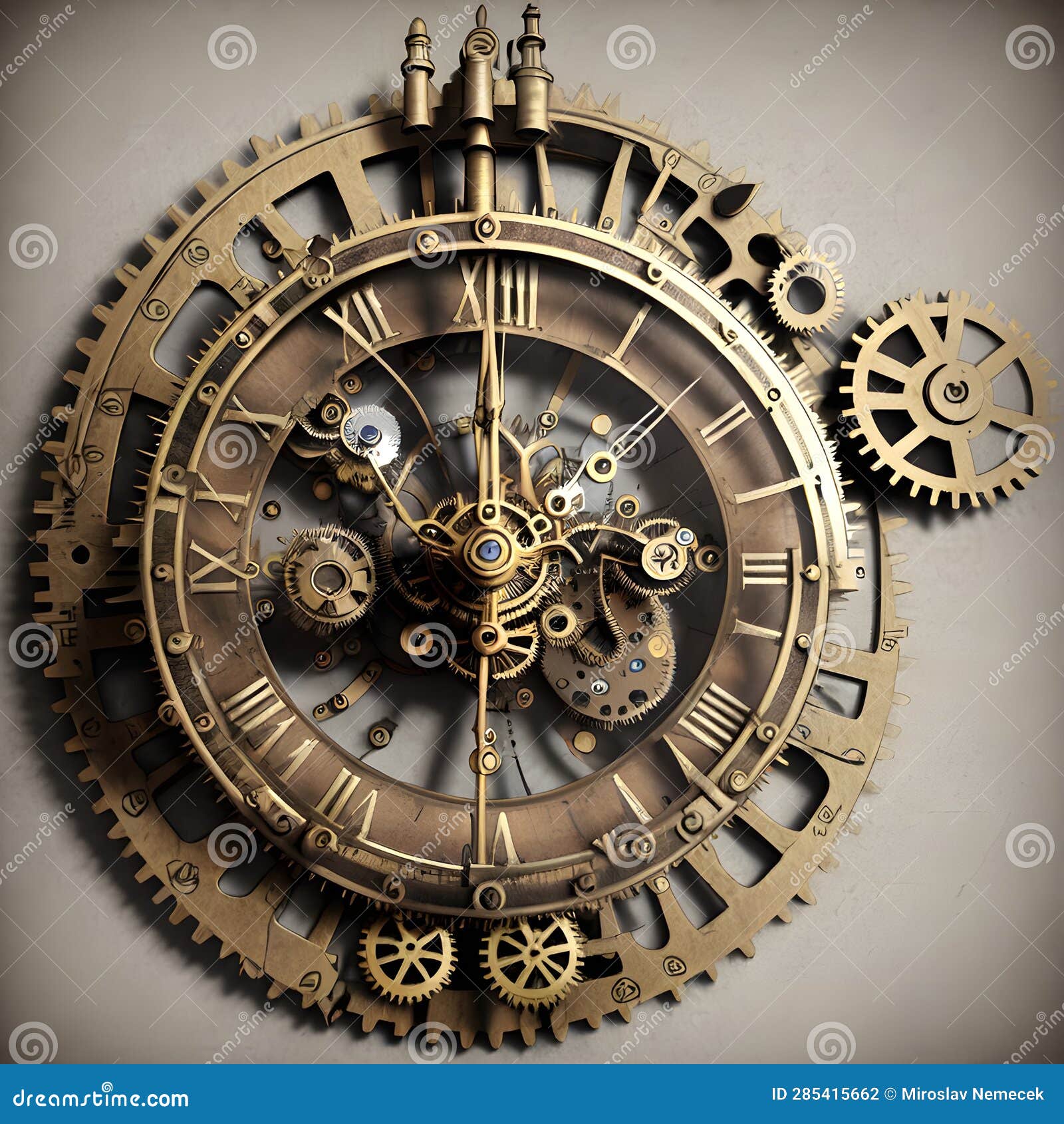 Steampunk Gear Clock, Generative AI Illustration Stock Photography ...