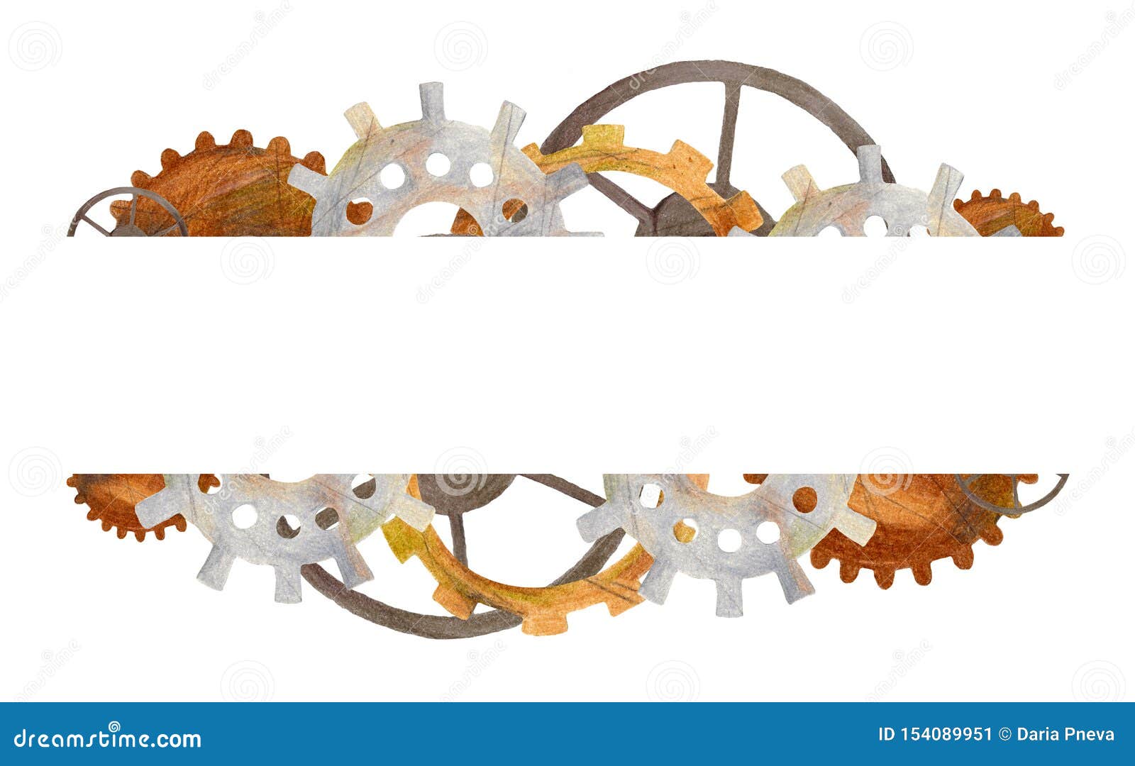 Steampunk Gear Collection With Rust Texture Seamless Pattern Stock ...