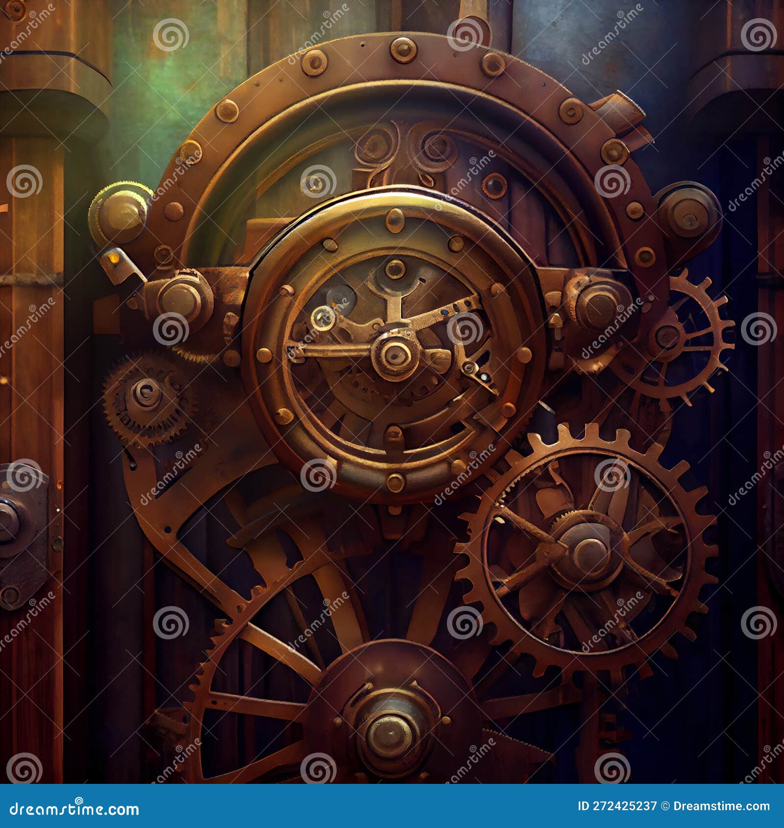 Steampunk gears concept stock illustration. Illustration of machinery ...