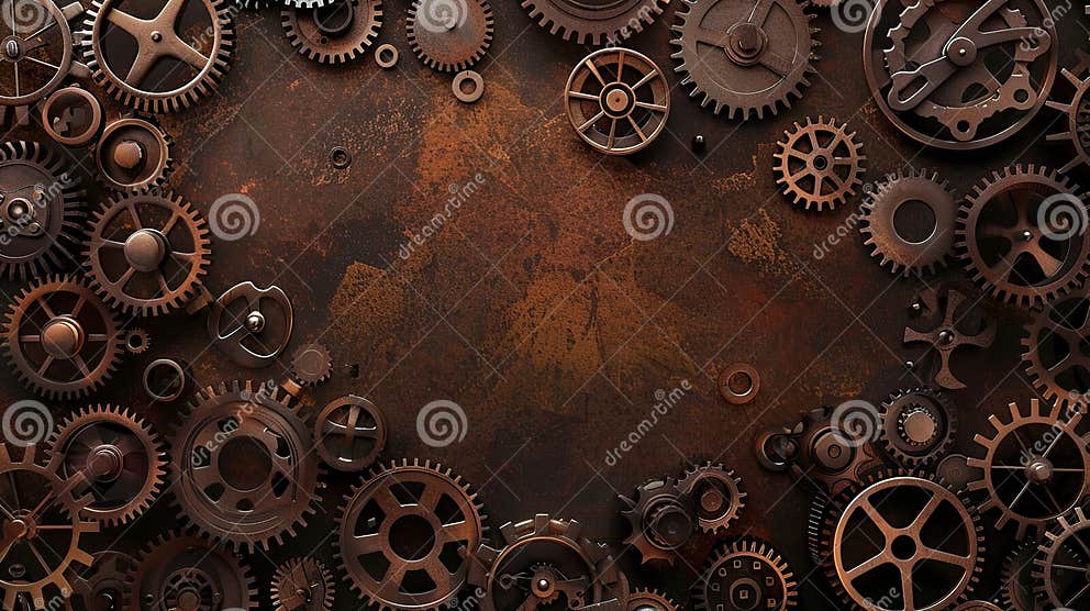 Steampunk Gears on Rusty Background Stock Illustration - Illustration ...