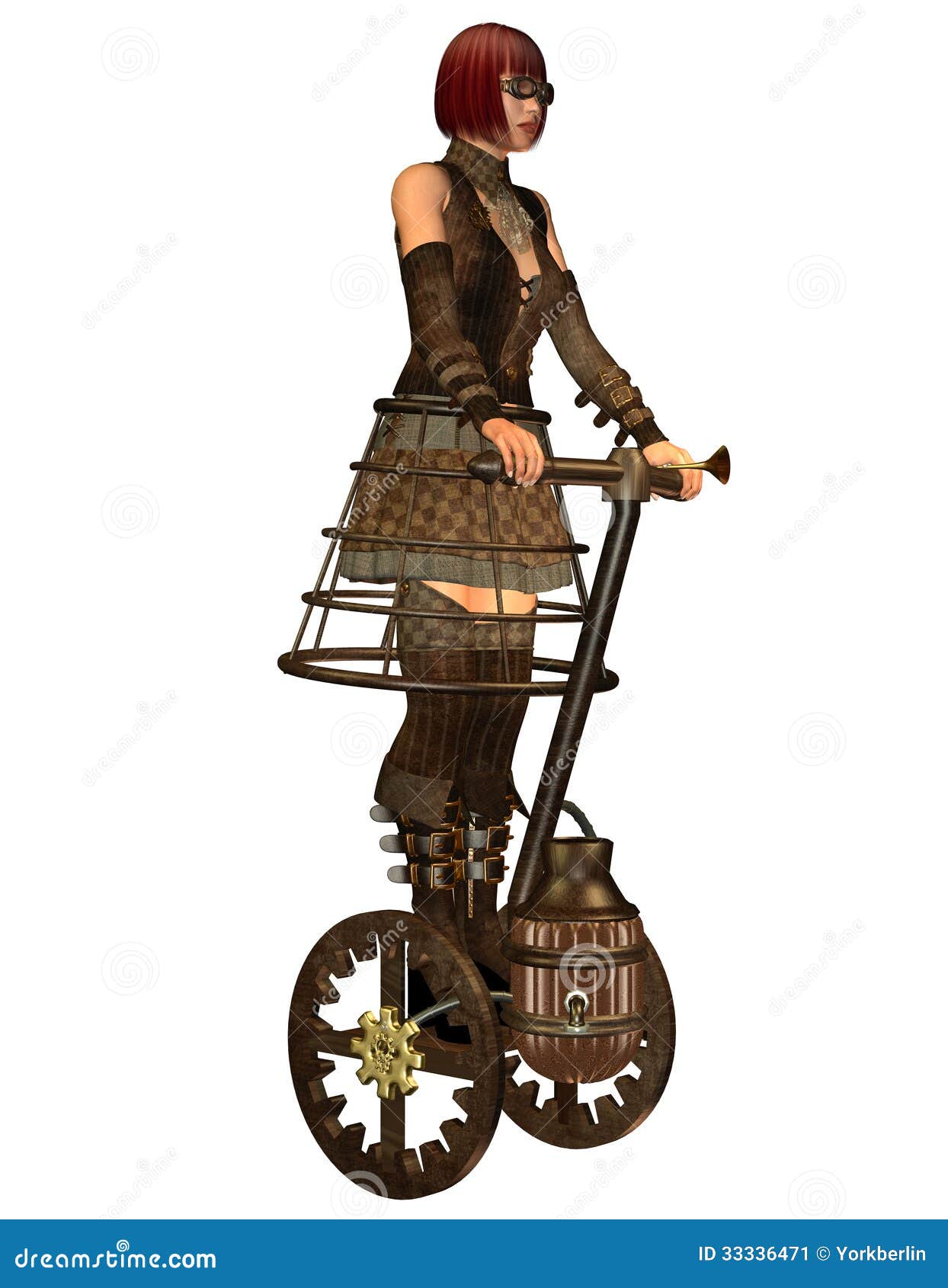 Steampunk Girl on a Steam-powered Transport Stock Illustration ...