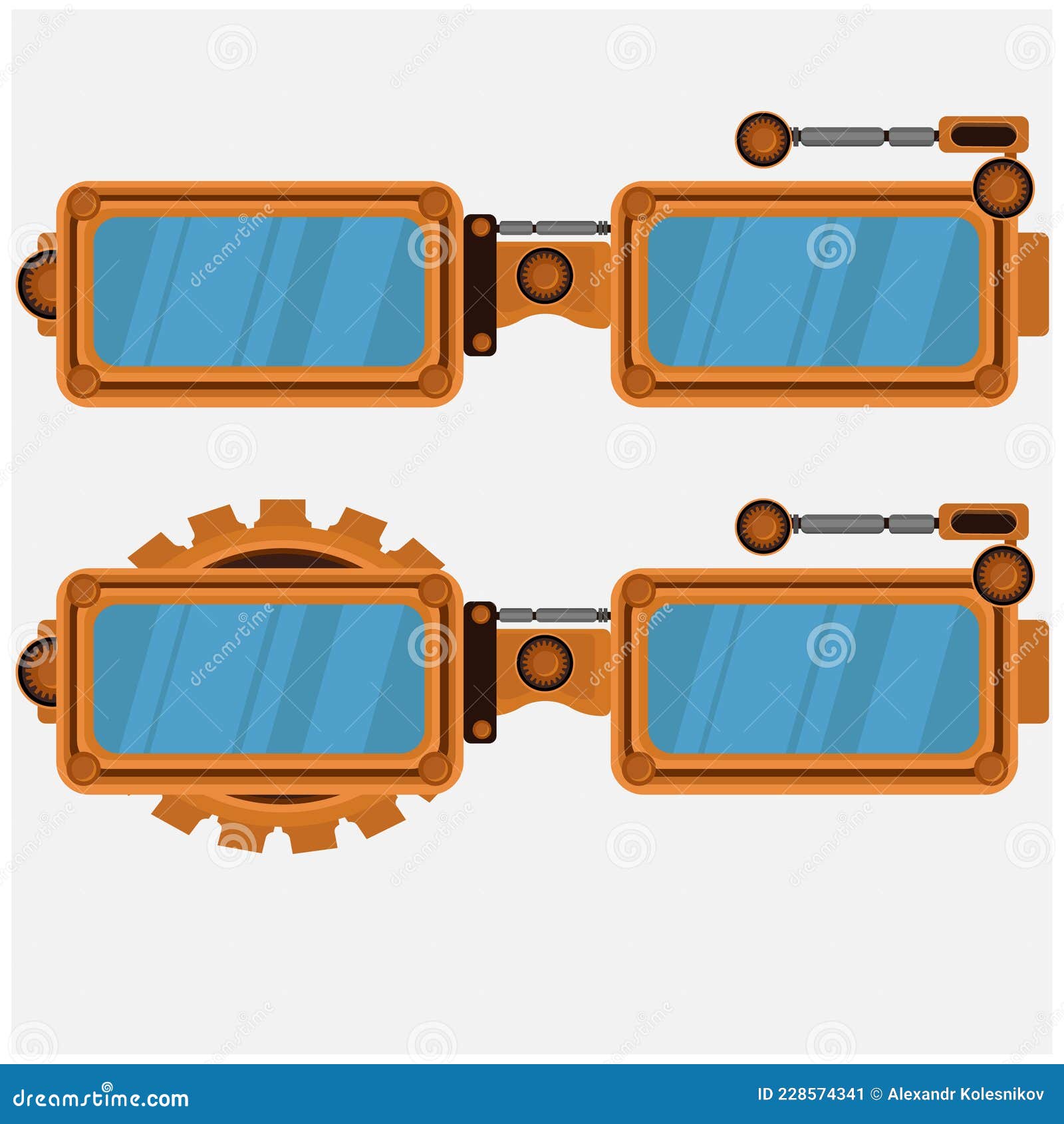 Steampunk Goggles, Antique Mechanical Device Or Mechanism Vector ...