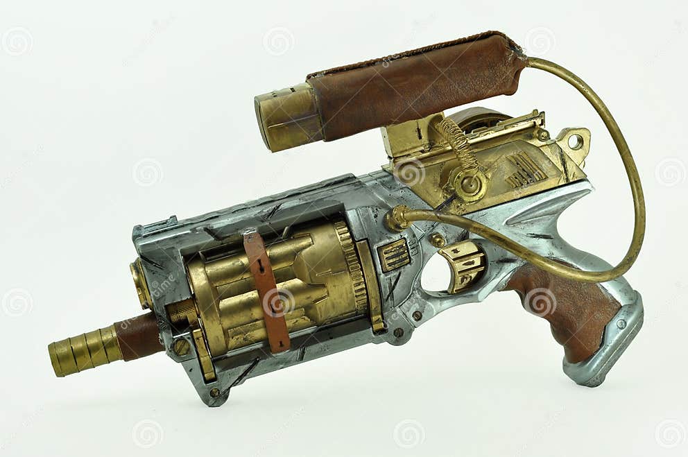 Steampunk gun stock photo. Image of silver, shot, revolver - 23969752