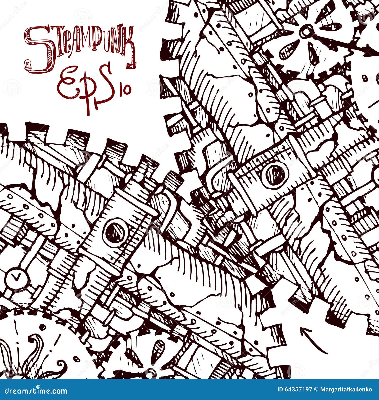 Sketch Steampunk Mechanism Vector Illustration | CartoonDealer.com ...