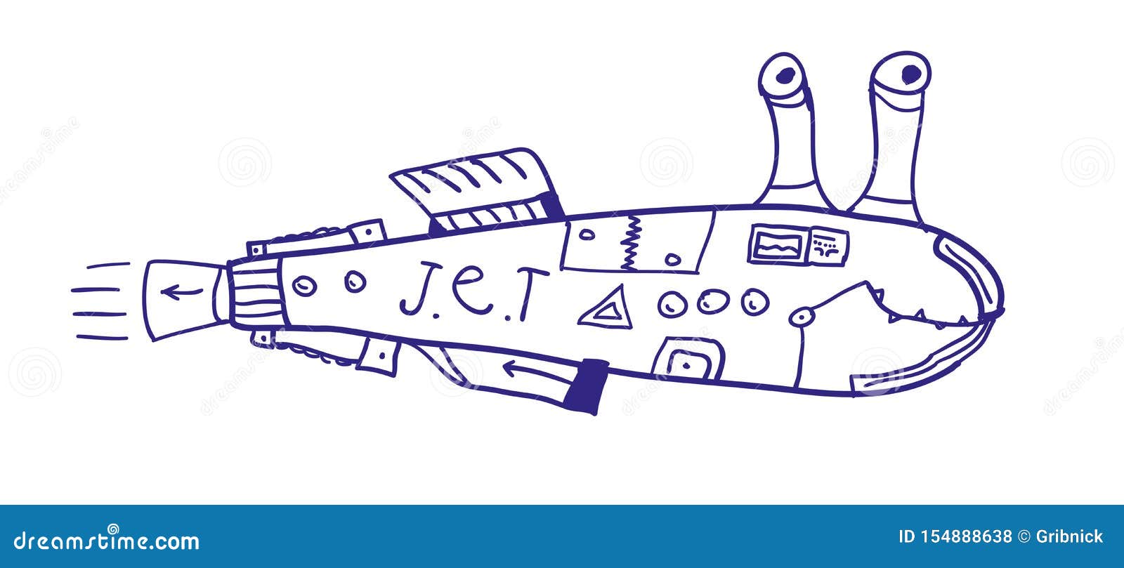 Steampunk Humorous Mechanical Fish. Vector Sketch Illustration ...