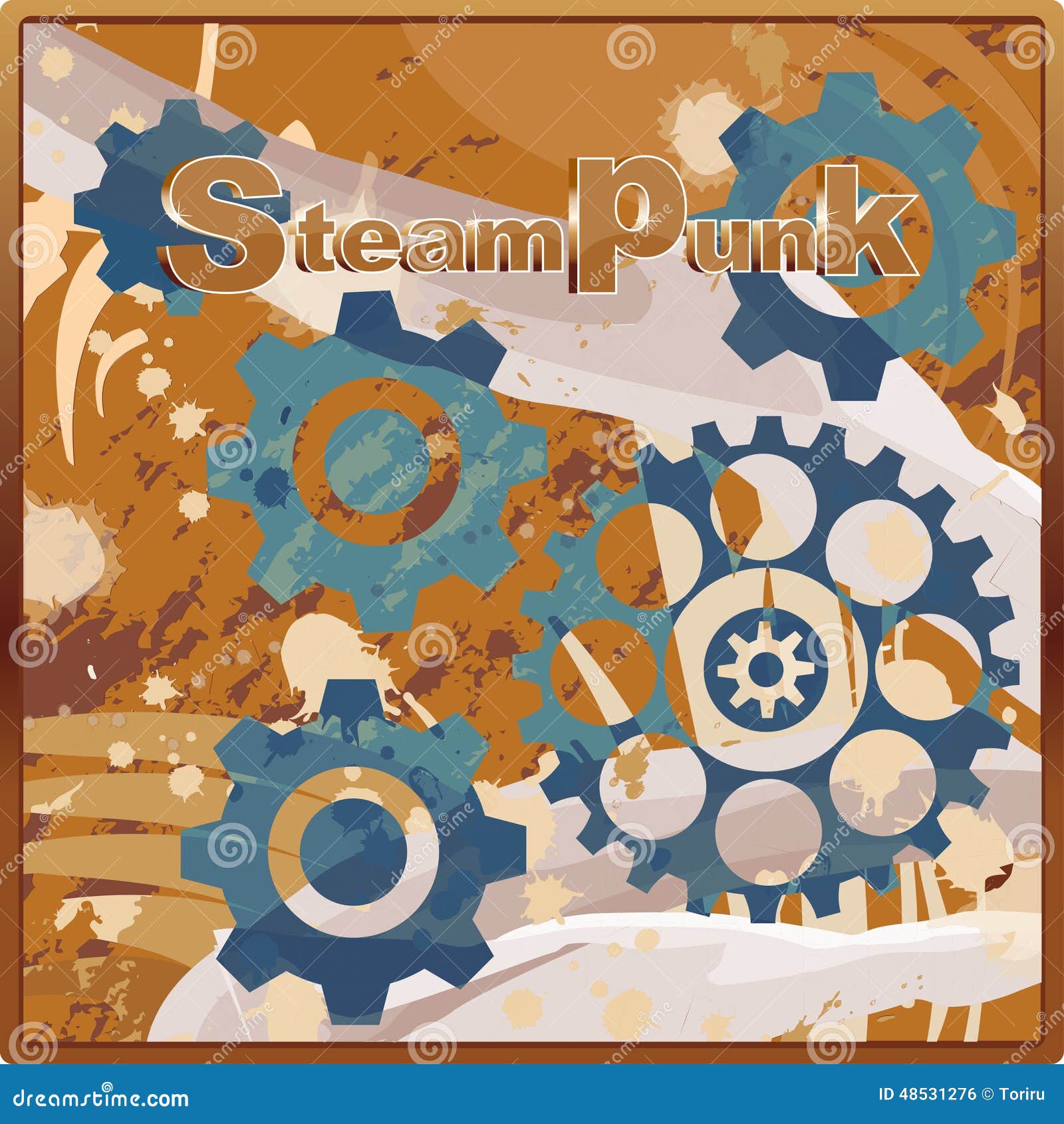 Steampunk Industrial Border Frame Background Royalty-Free Stock ...