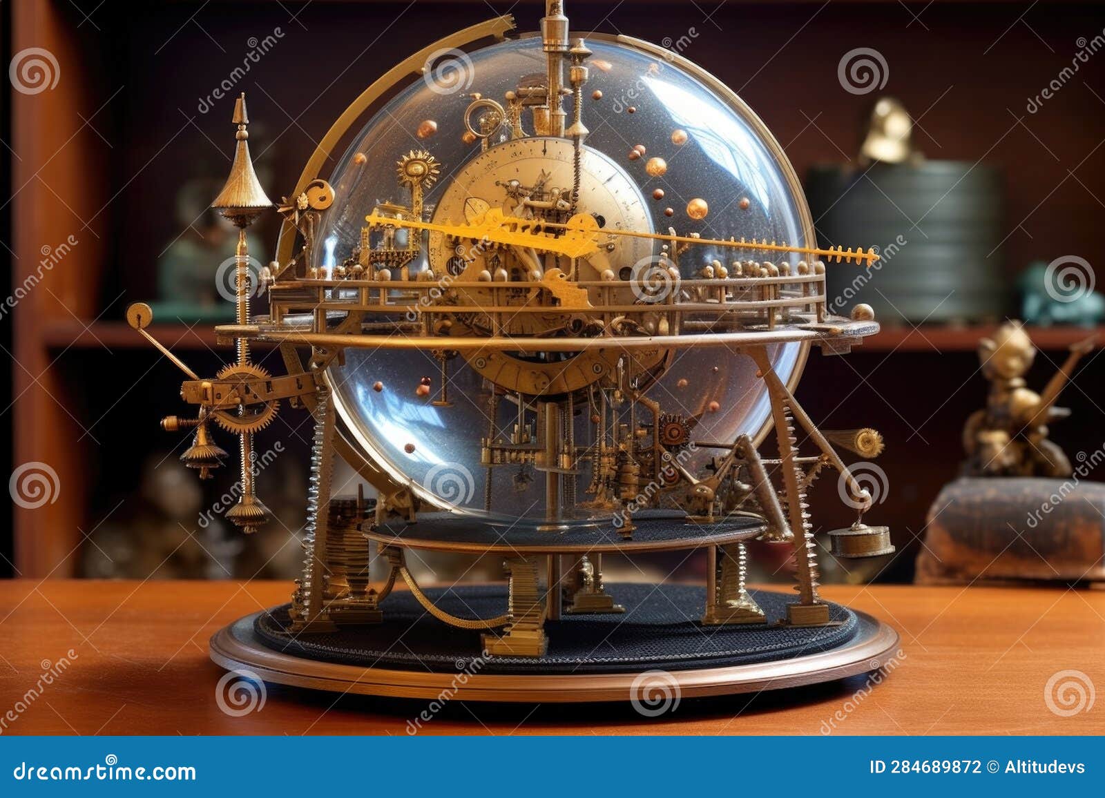 Steampunk-inspired Clockwork Planetarium in Motion Stock Illustration ...