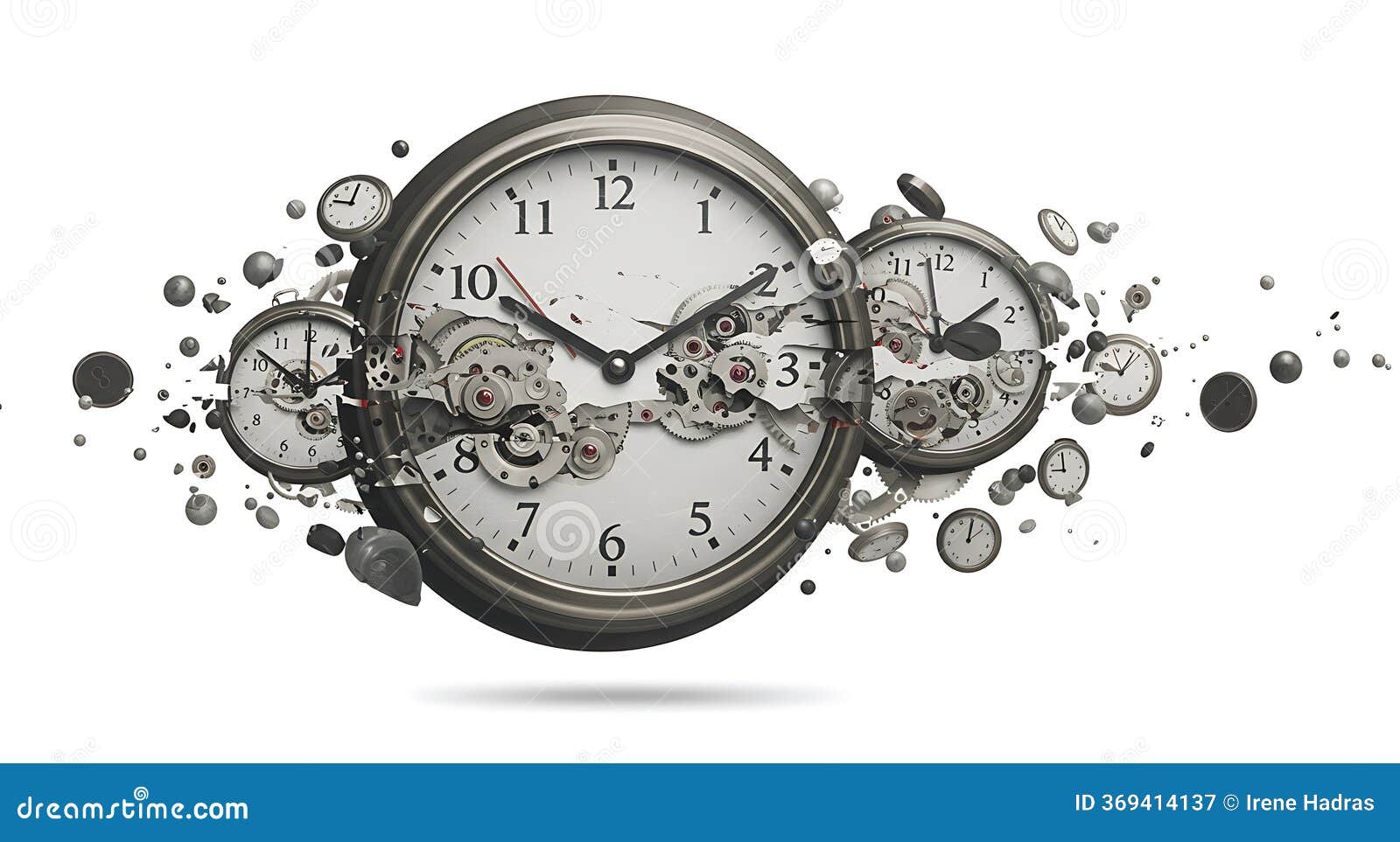 A Large Clock Face On An Old, Foreboding Stone Building At Night Stock ...