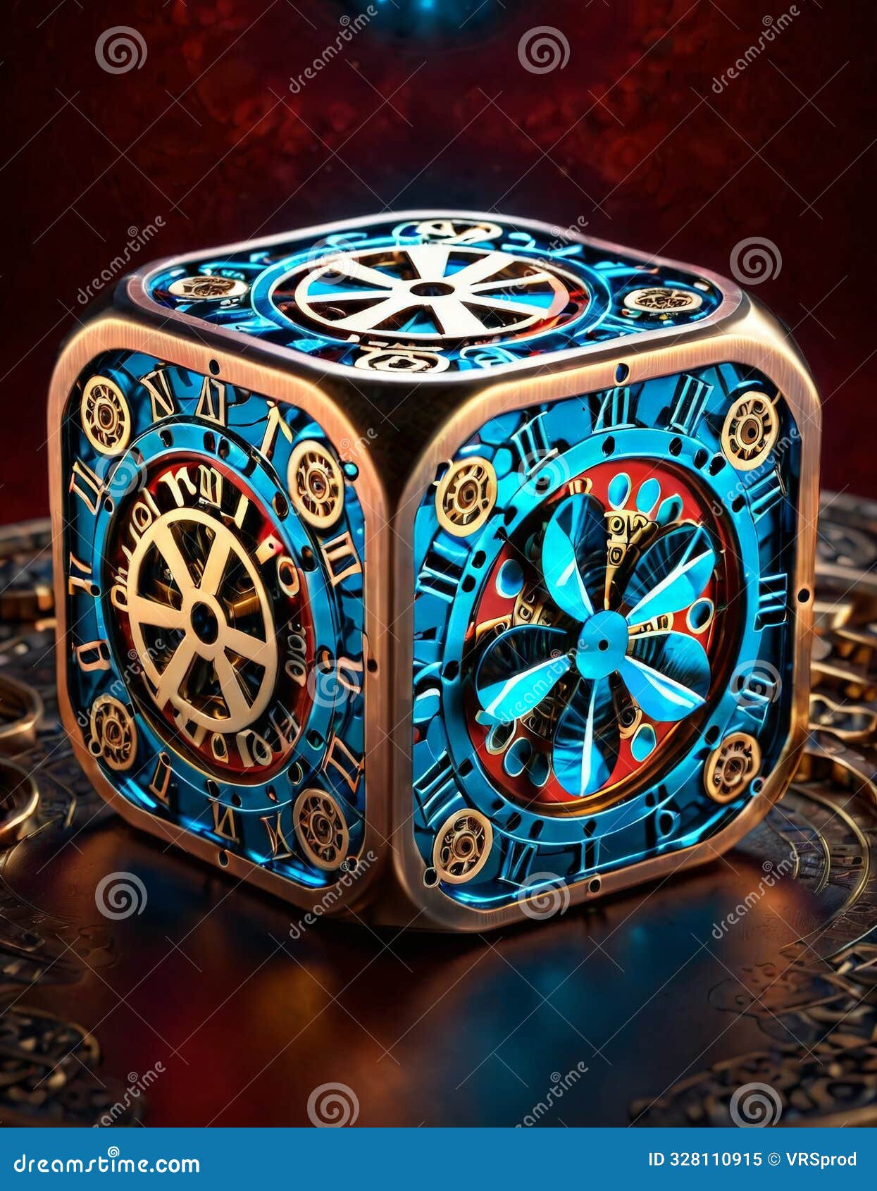 Steampunk-inspired Mechanical Cube with Gears Stock Image - Image of ...