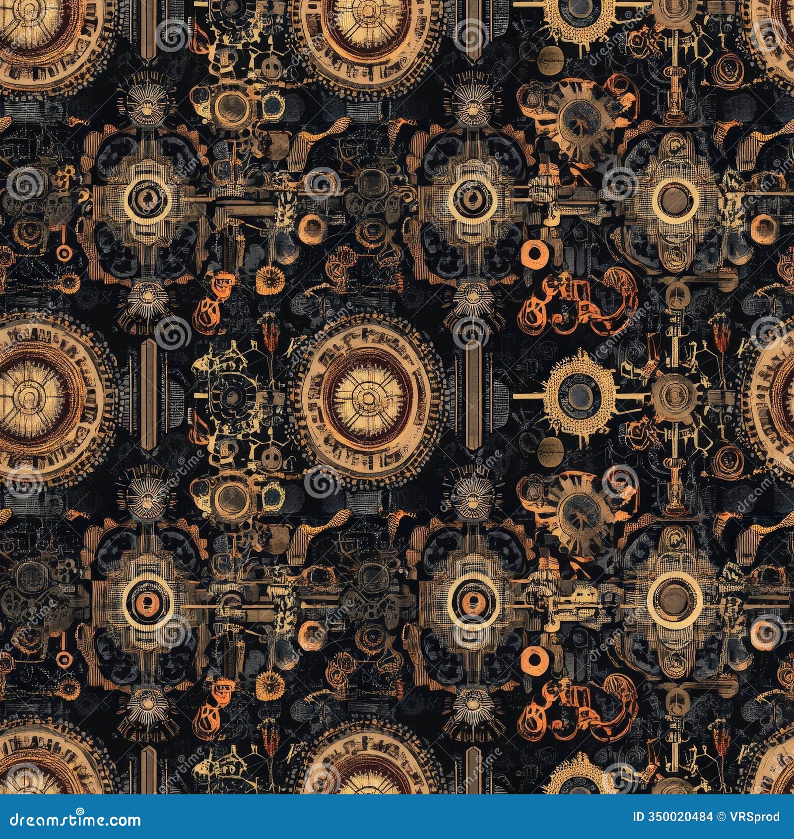 Steampunk-inspired Pattern of Mechanical Cogs and Wheels Stock Photo ...