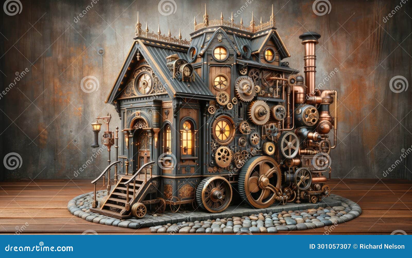 Tiny Home Set In Forest, Trees Afar, For Fairy Tales Stock Image ...