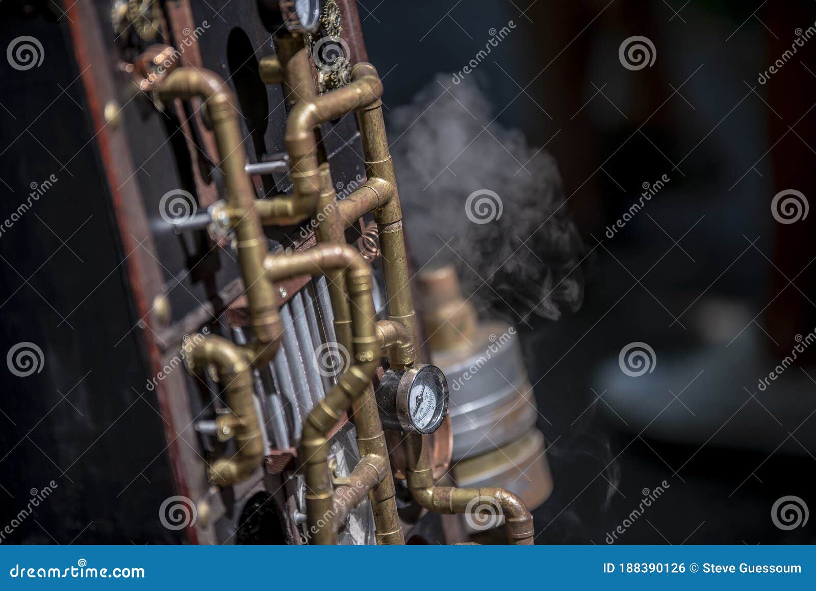 Steampunk machine smoking stock photo. Image of wood - 188390126