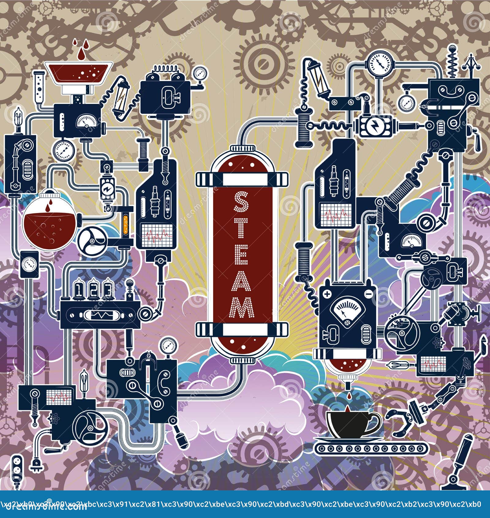 Steampunk Machinery Engineer Robotic Composition Fantastic Device ...