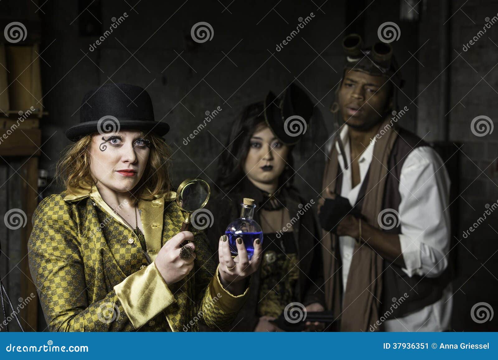 Steampunk with Magnifying Glass Stock Image - Image of glass ...