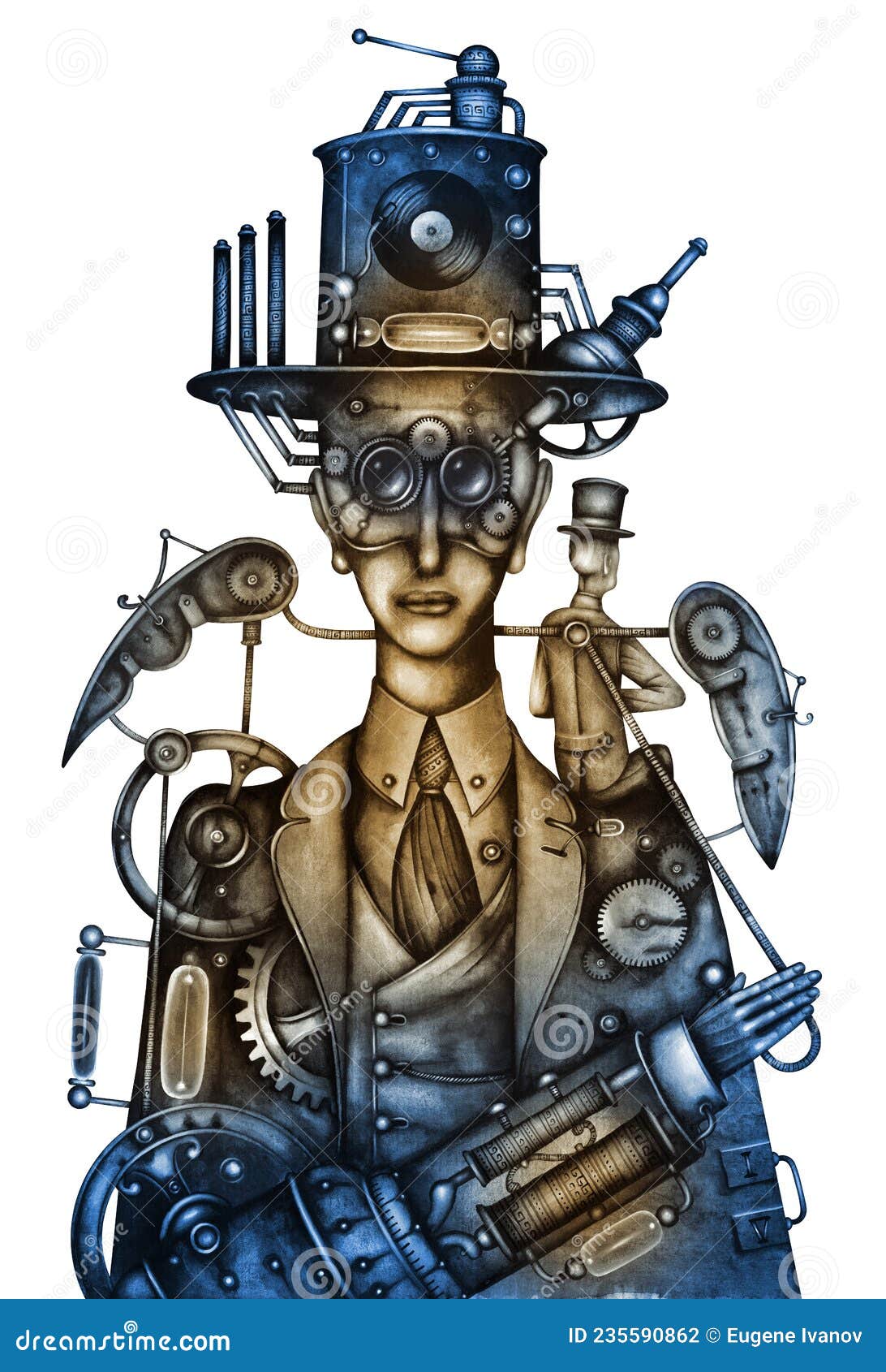 Steampunk Man Illustration stock illustration. Illustration of glasses ...