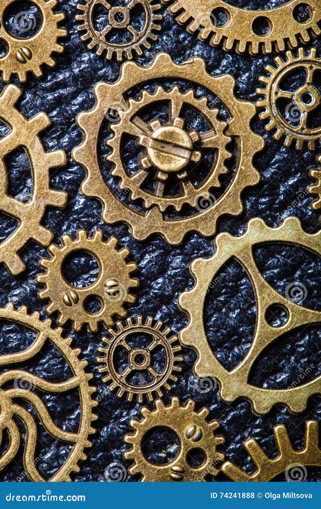 Steampunk Mechanical Cogs Gears Wheels on Leather Background Stock ...