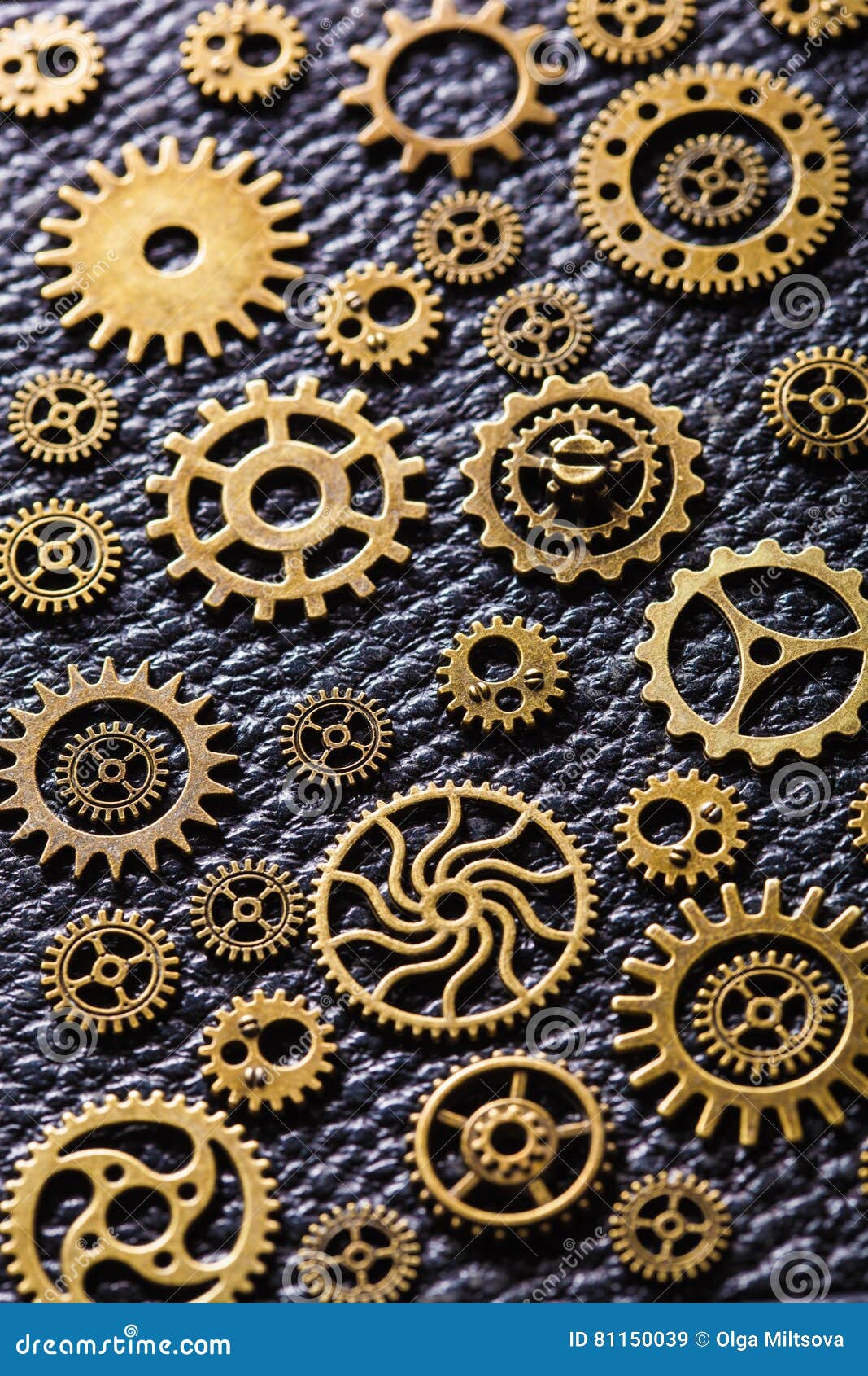 Steampunk Mechanical Cogs Gears Wheels on Leather Background Stock ...