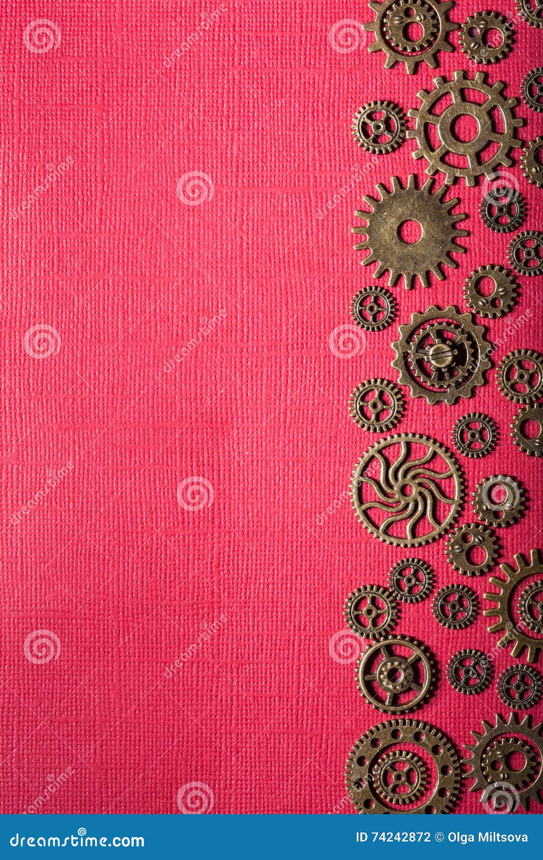 Steampunk Mechanical Cogs Gears Wheels on Red Background Stock Photo ...