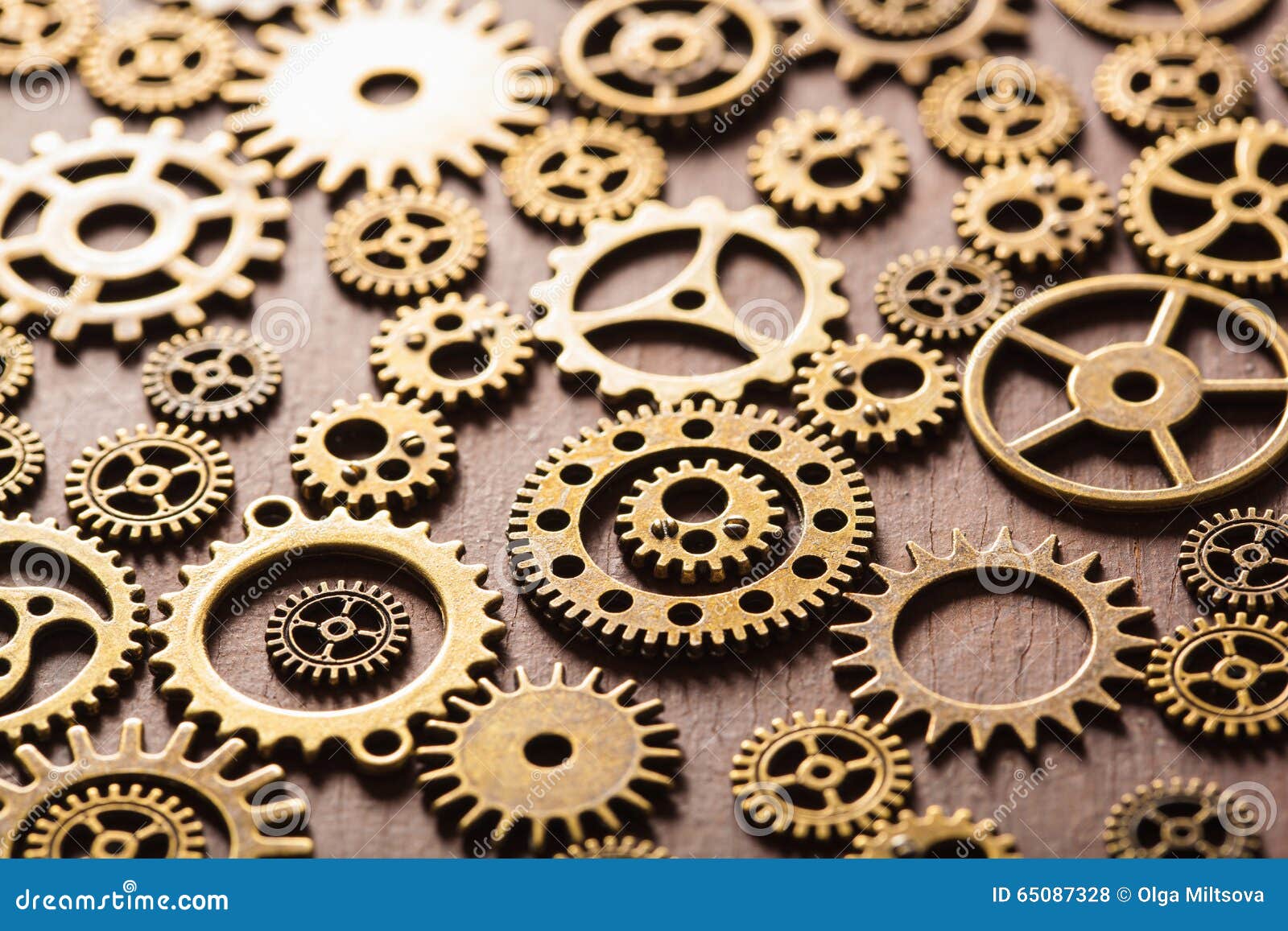 Steampunk Mechanical Cogs Gears Wheels on Wooden Background Stock Photo ...