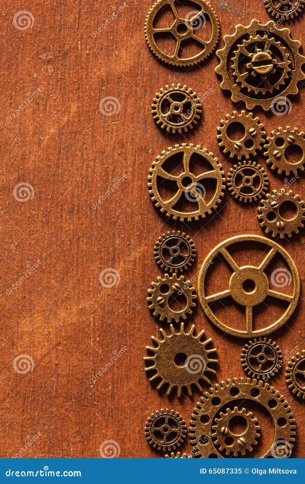 Steampunk Mechanical Cogs Gears Wheels on Wooden Background Stock Image ...