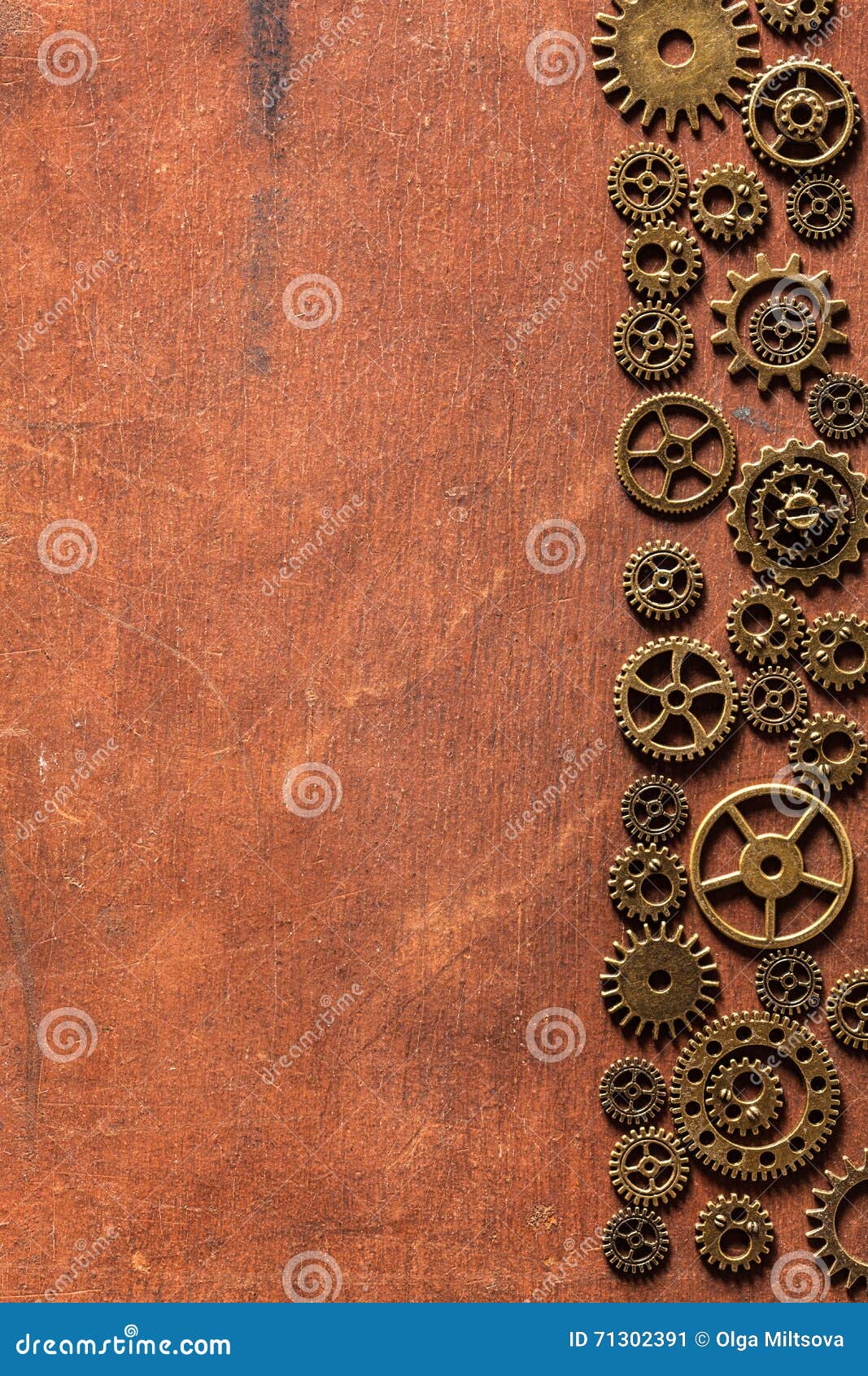 Steampunk Mechanical Cogs Gears Wheels on Wooden Background Stock Image ...