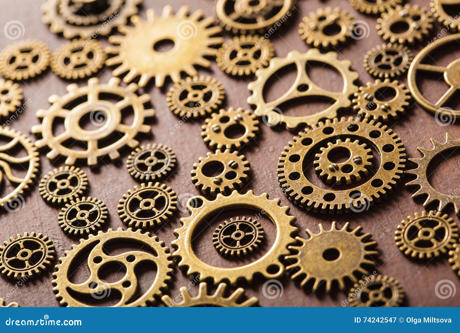 Steampunk Mechanical Cogs Gears Wheels on Wooden Background Stock Image ...