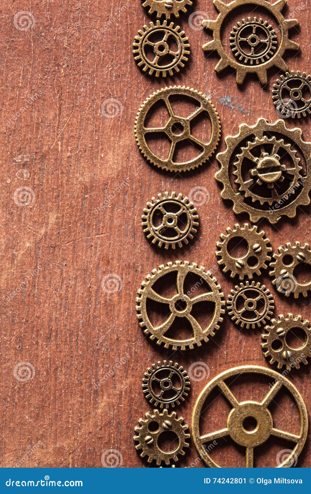 Steampunk Mechanical Cogs Gears Wheels on Wooden Background Stock Image ...