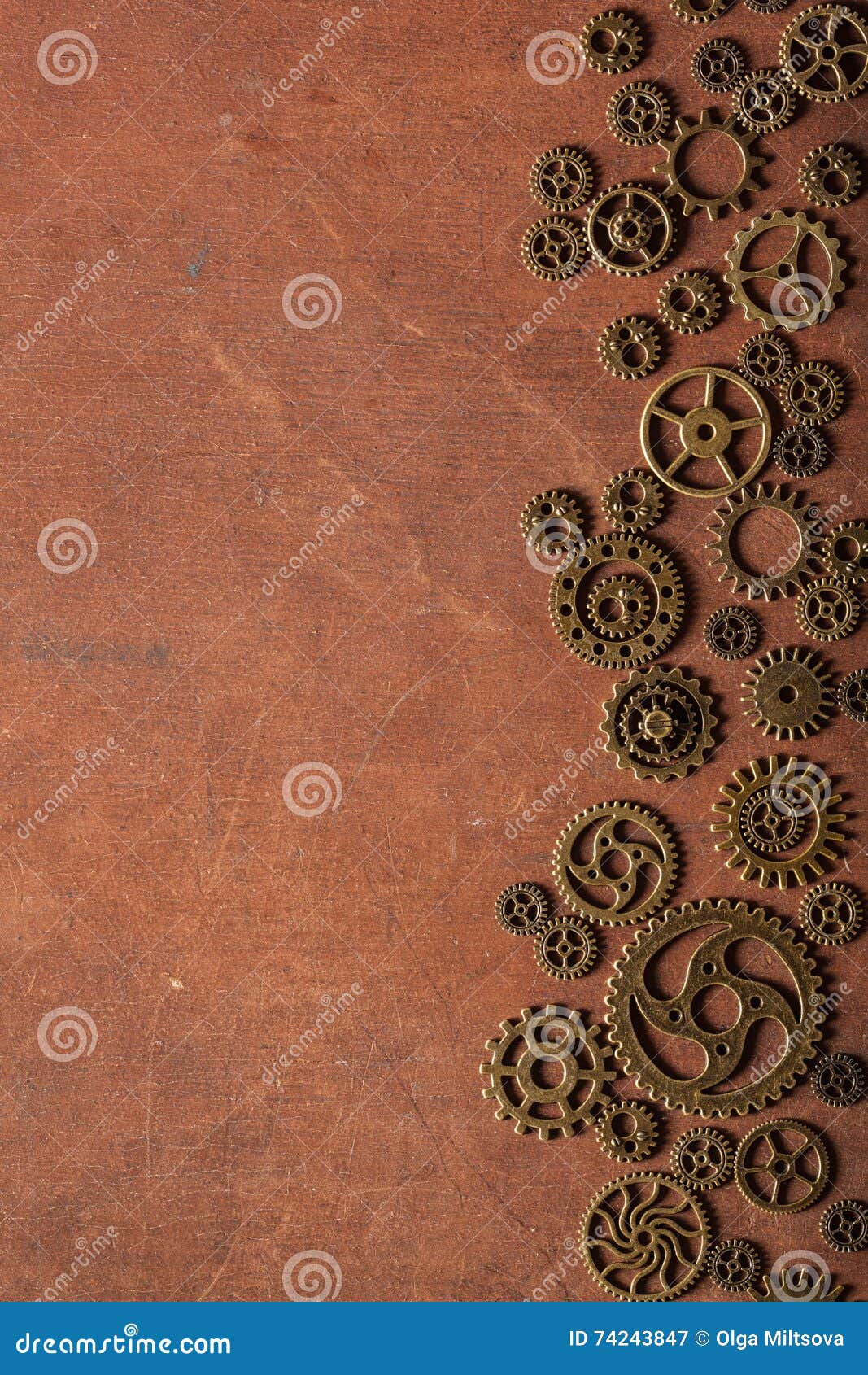 Steampunk Mechanical Cogs Gears Wheels on Wooden Background Stock Image ...