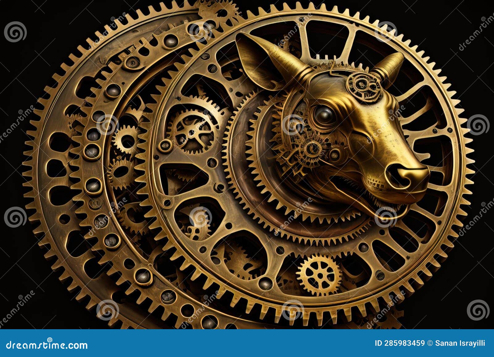 Steampunk Mechanism with Gears and Cogwheels. Ai Generative Stock ...