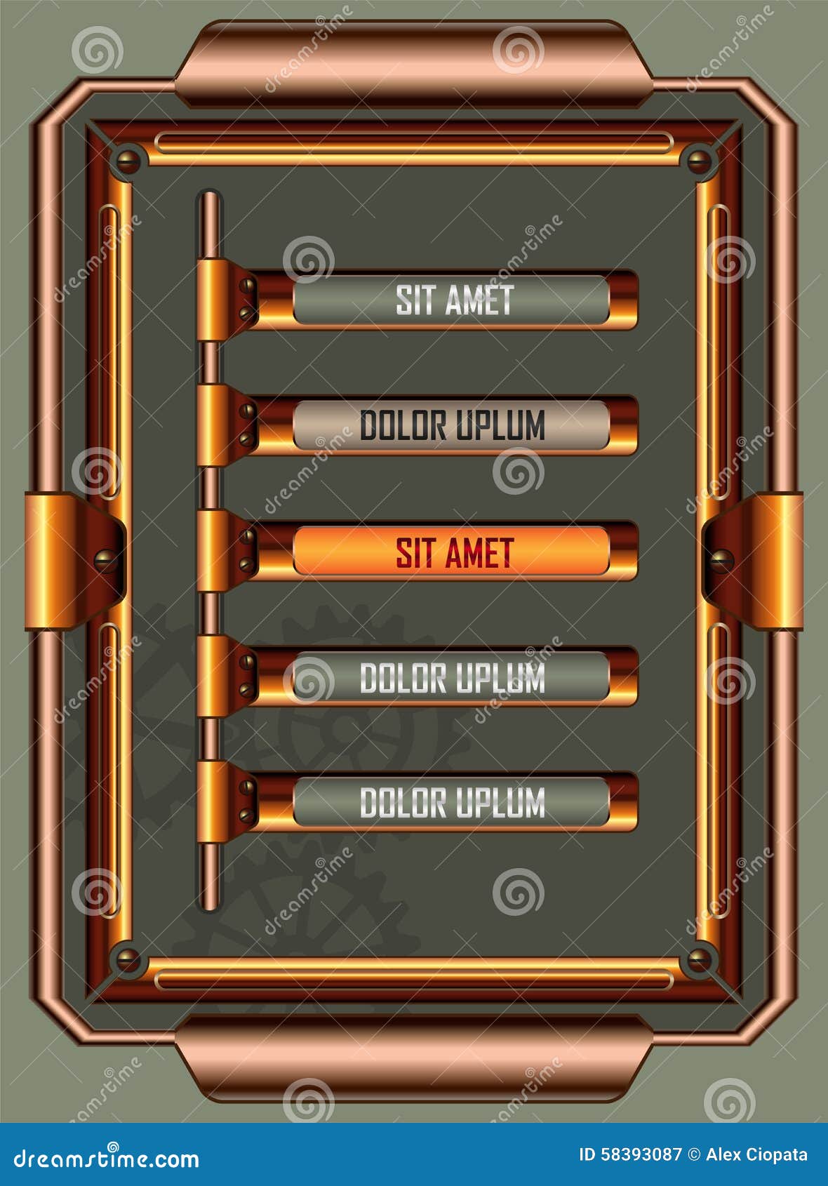 Steampunk menu stock vector. Illustration of settings - 58393087
