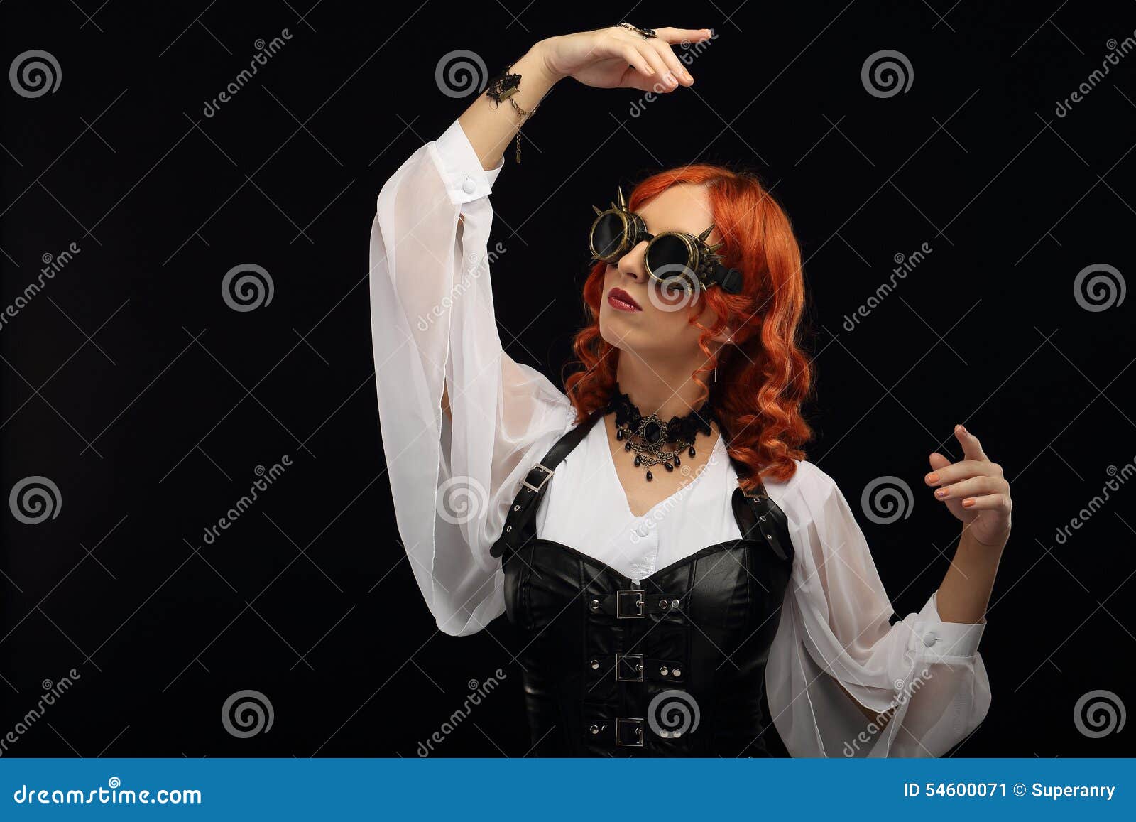 Steampunk model posing stock image. Image of jacket, cultire - 54600071