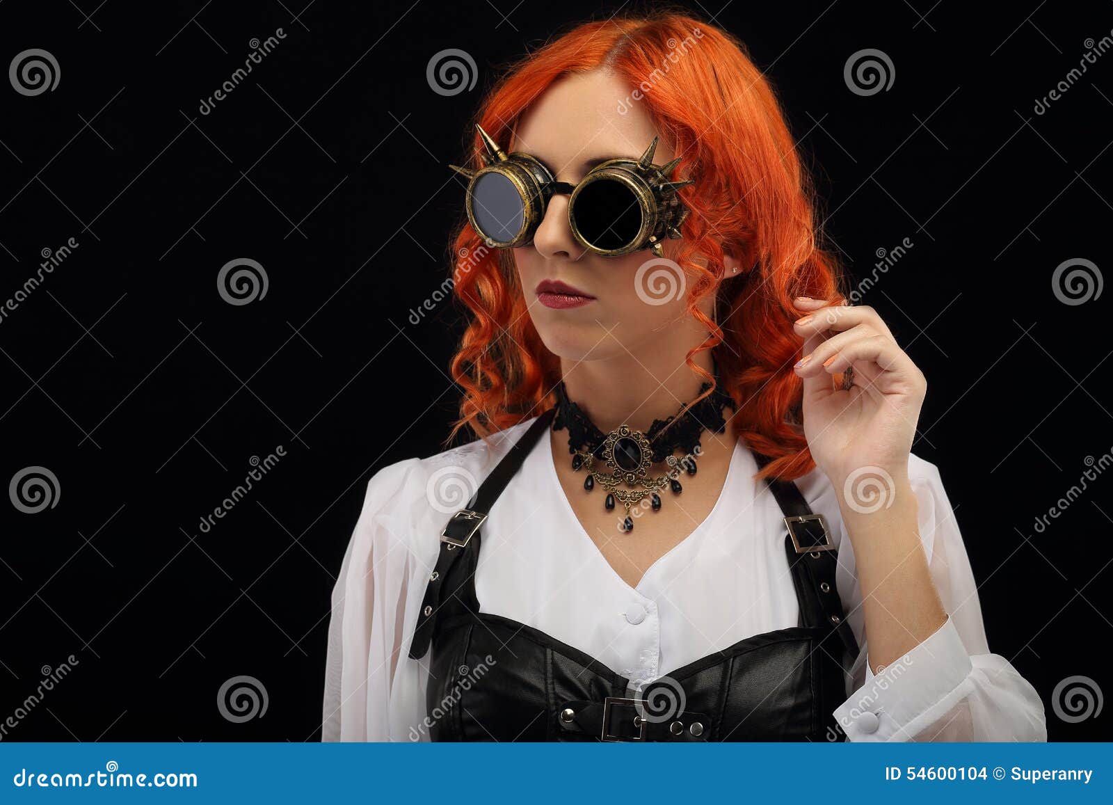 Steampunk model posing stock photo. Image of eyeglass - 54600104