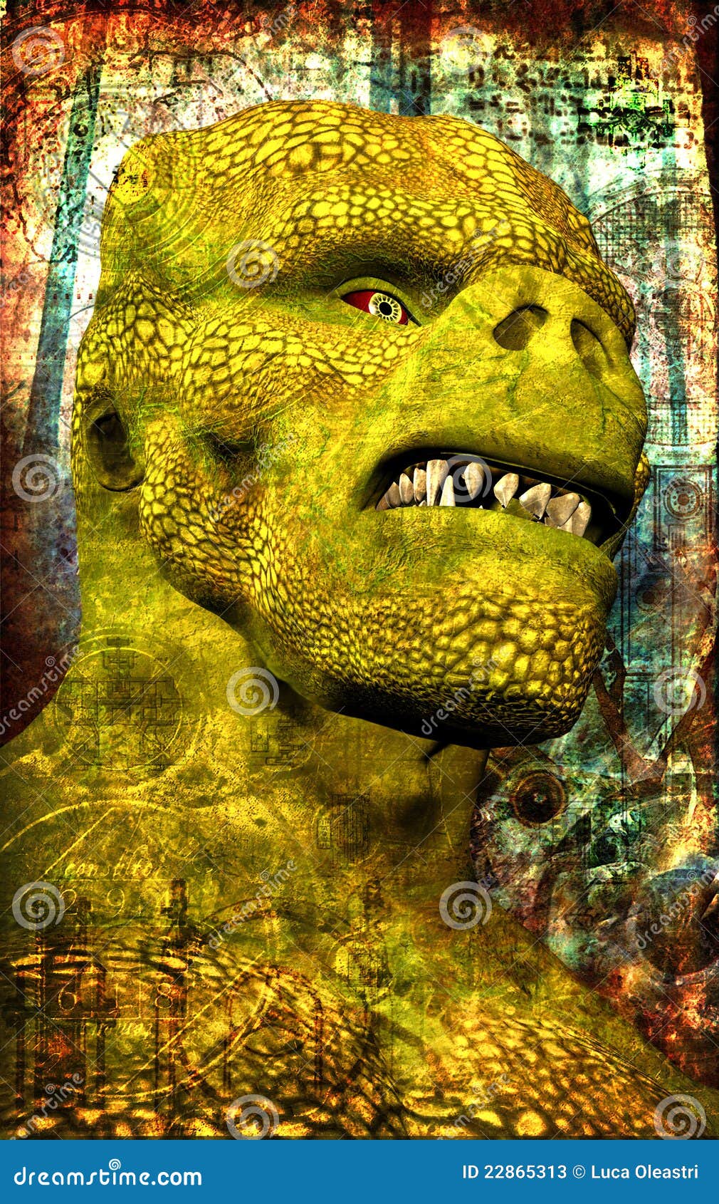 Monster Punk Rocker With Mohawk Haircut Playing Red Electric Guitar ...