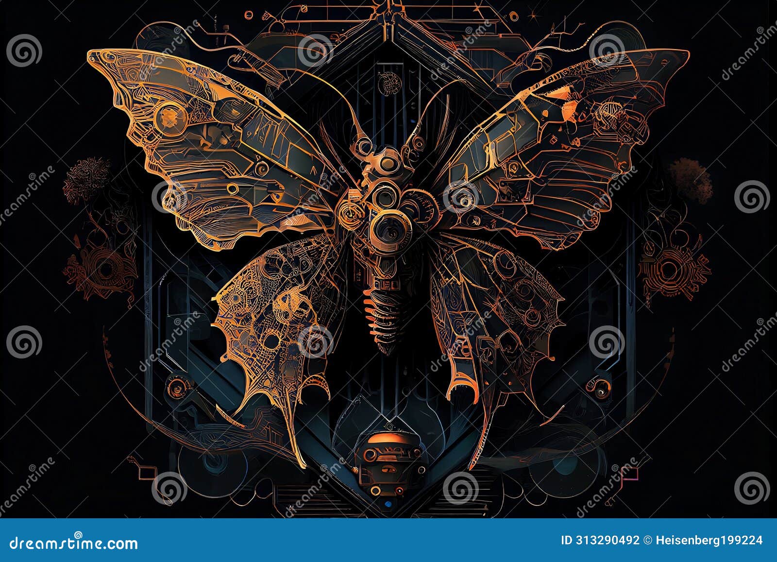 Steampunk Moth, Watercolor Clipart Illustration With Isolated ...