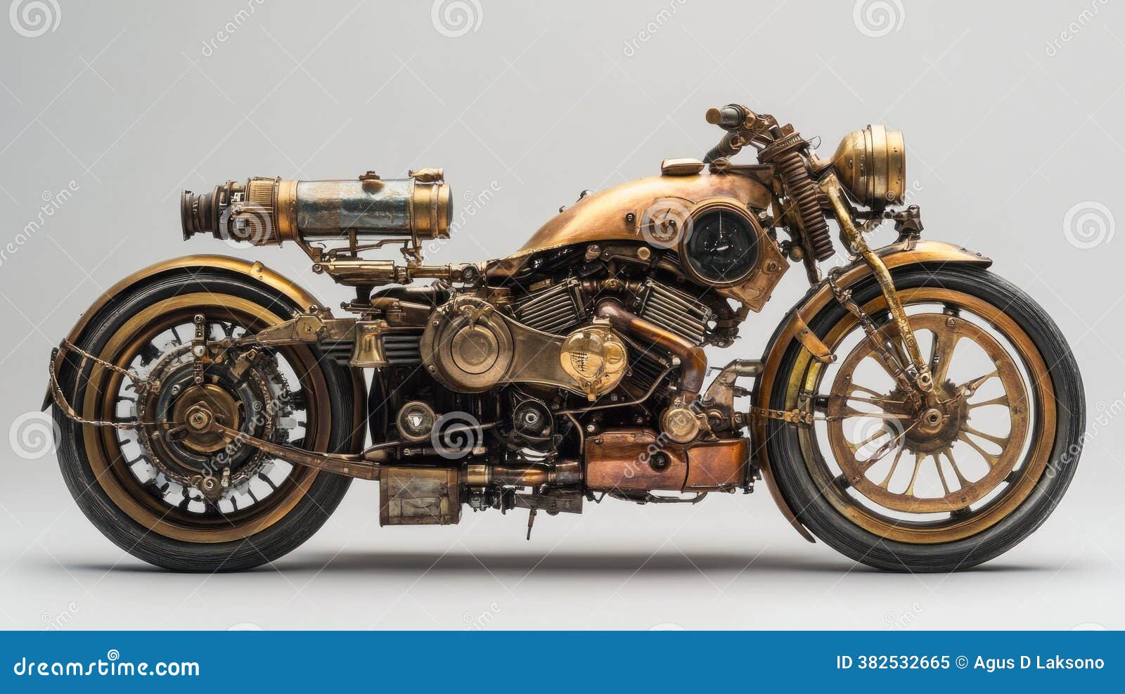 Steampunk Motorcycle With Retro-futuristic Design. Vintage 19th-century ...