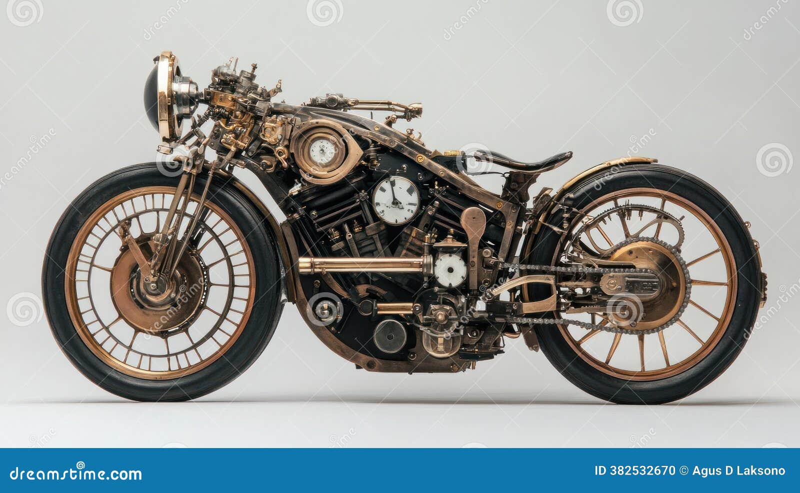 Steampunk Motorcycle With Retro-futuristic Design. Vintage 19th-century ...