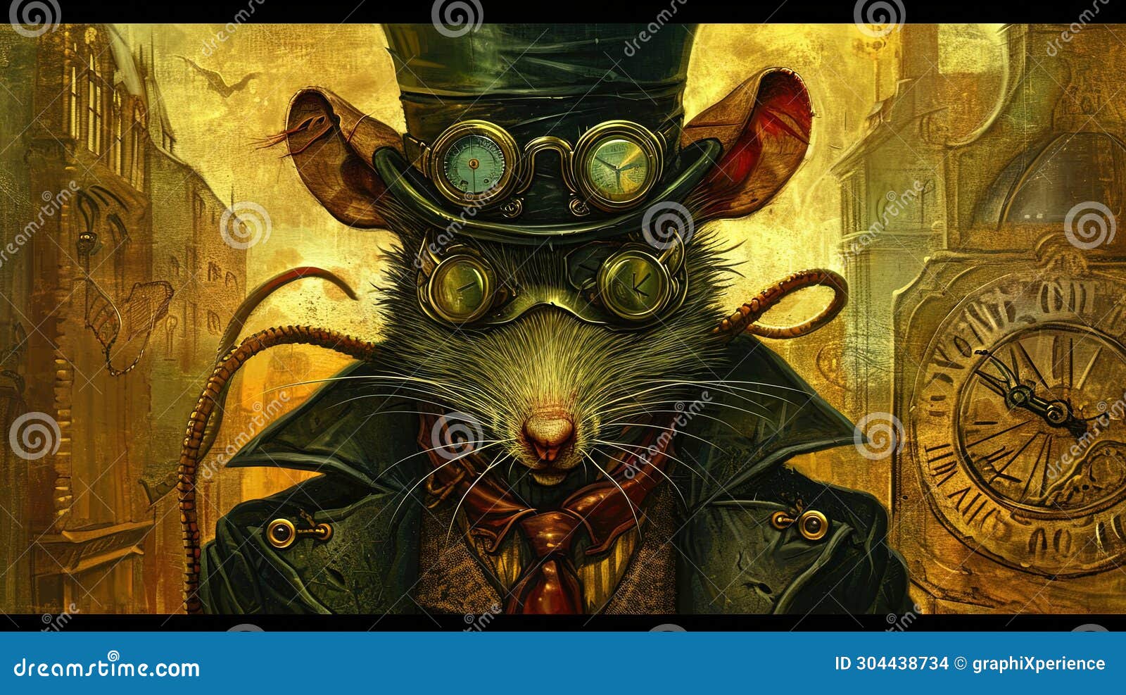 Steampunk Mouse with Classical Hat Stock Illustration - Illustration of ...