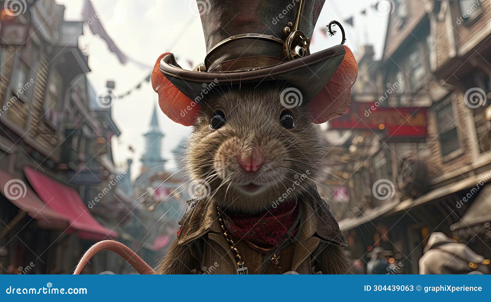 Steampunk Mouse with Classical Hat Stock Illustration - Illustration of ...