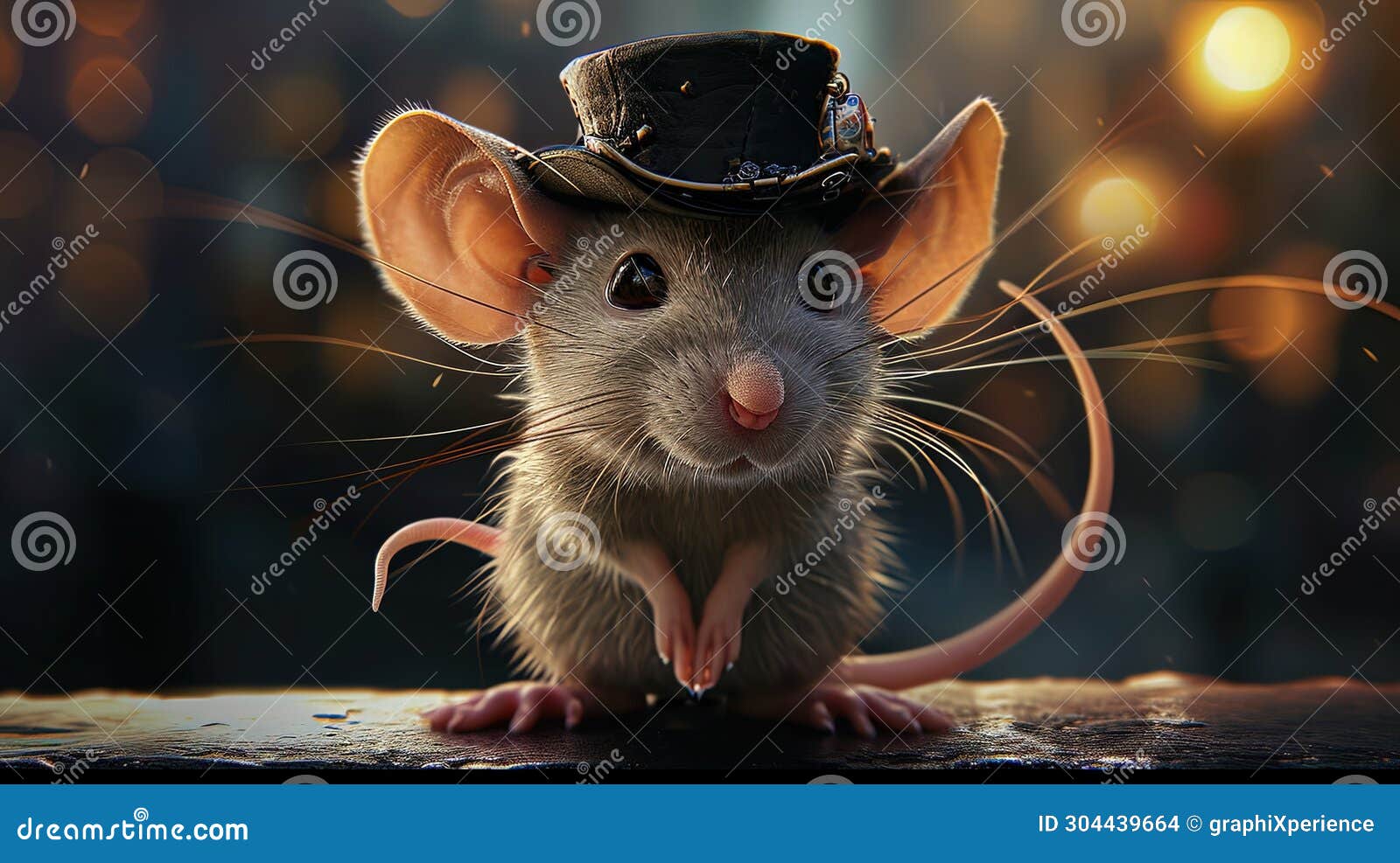 Steampunk Mouse with Classical Hat Stock Illustration - Illustration of ...